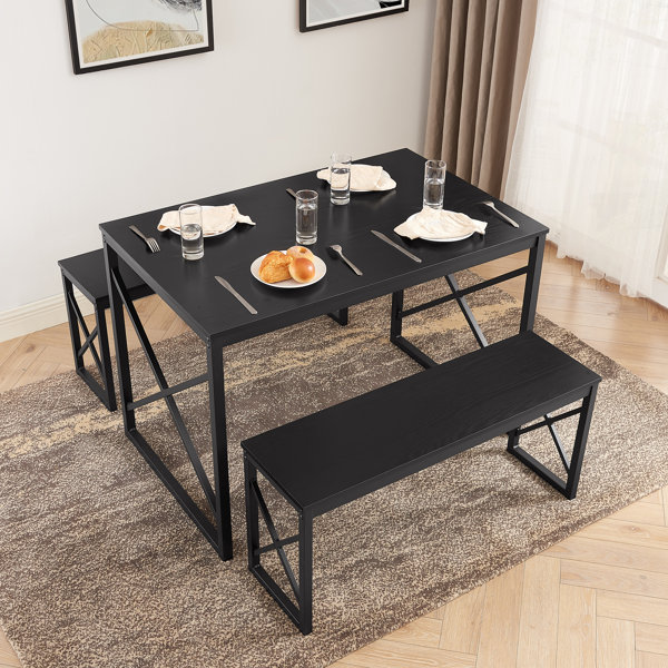 Borough Wharf 3-Pieces Dining Table Set, Rectangle Dinette With 2 ...