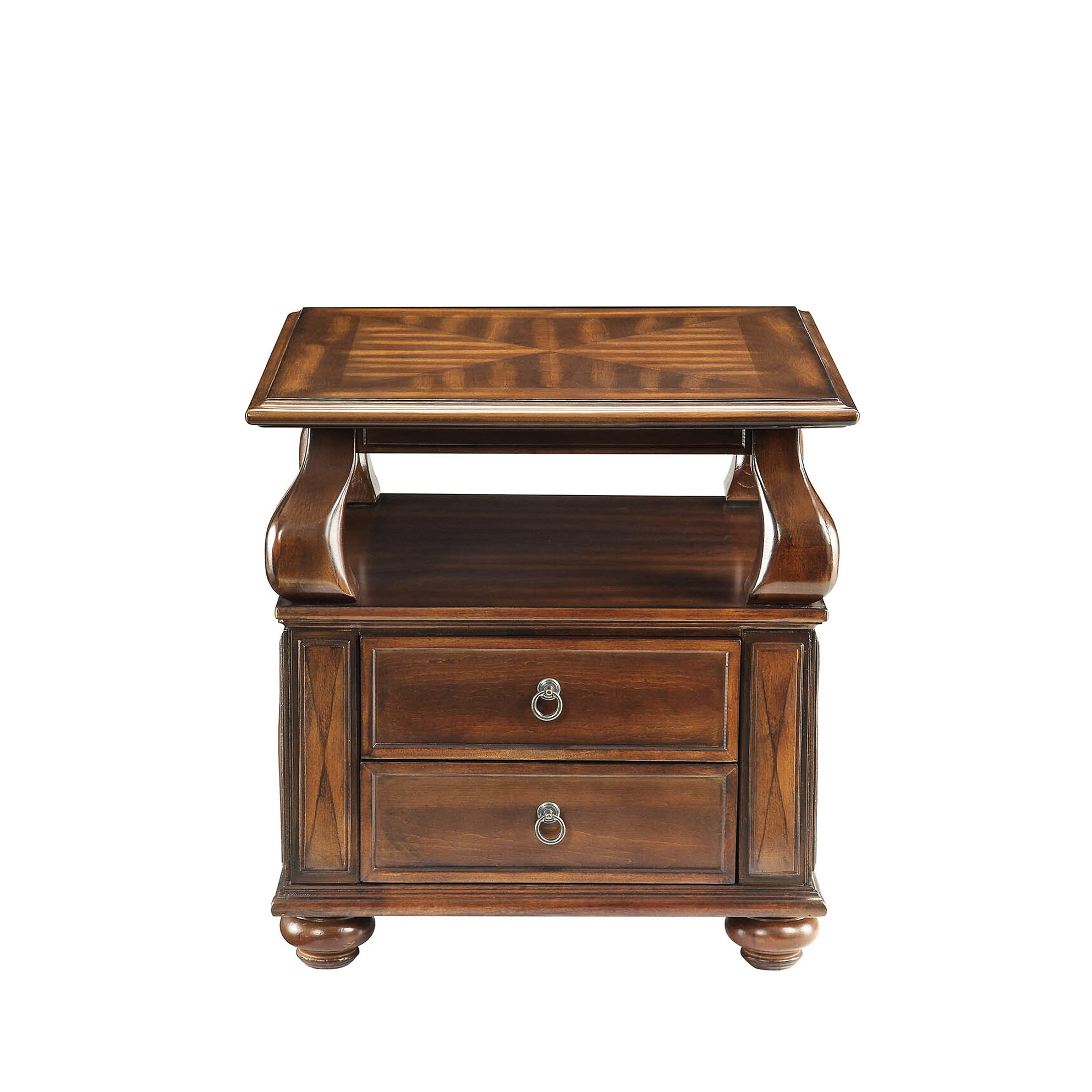 Red Barrel Studio® Walnut 2 End Table With Functional Open Storage ...
