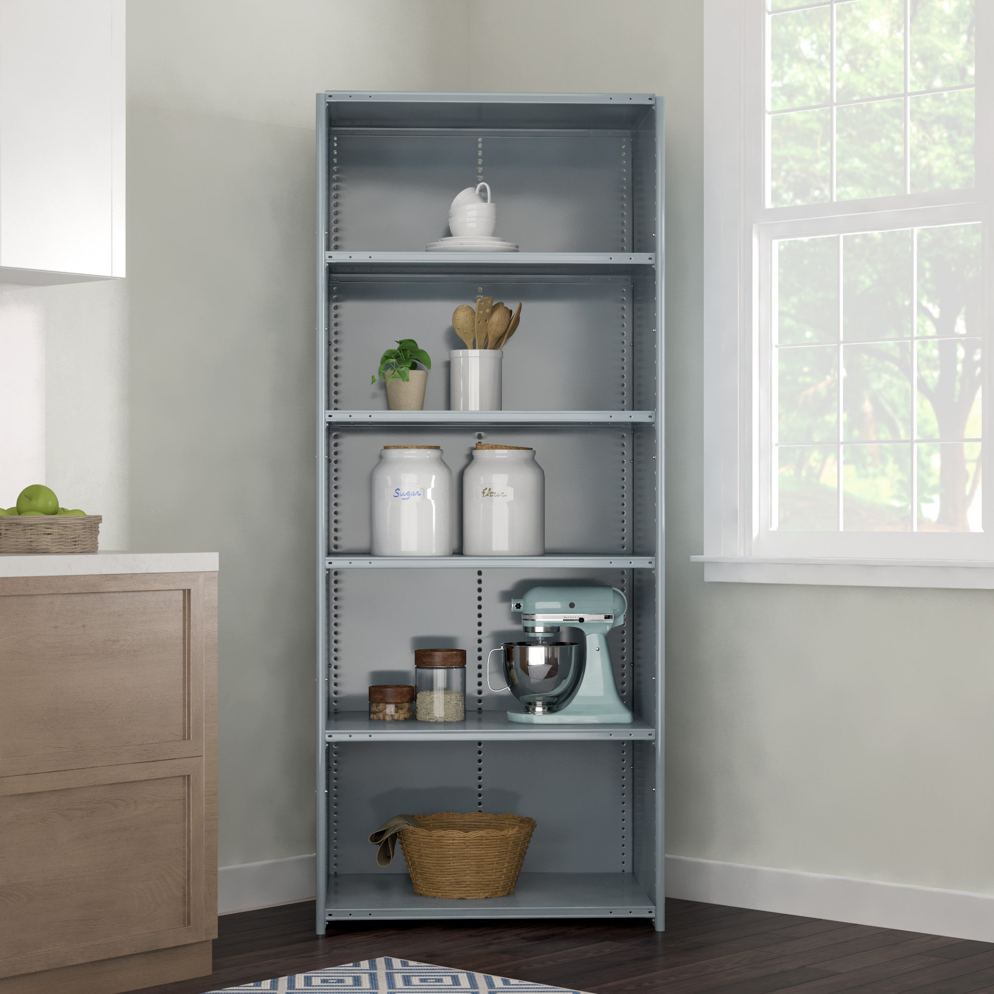 Hallowell Hi-Tech Heavy-Duty Closed Type 5 Shelf Shelving Unit Starter ...