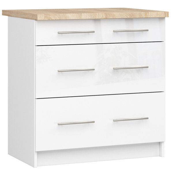Akord OLIWIA kitchen base cabinet in white, glossy white Base Unit ...
