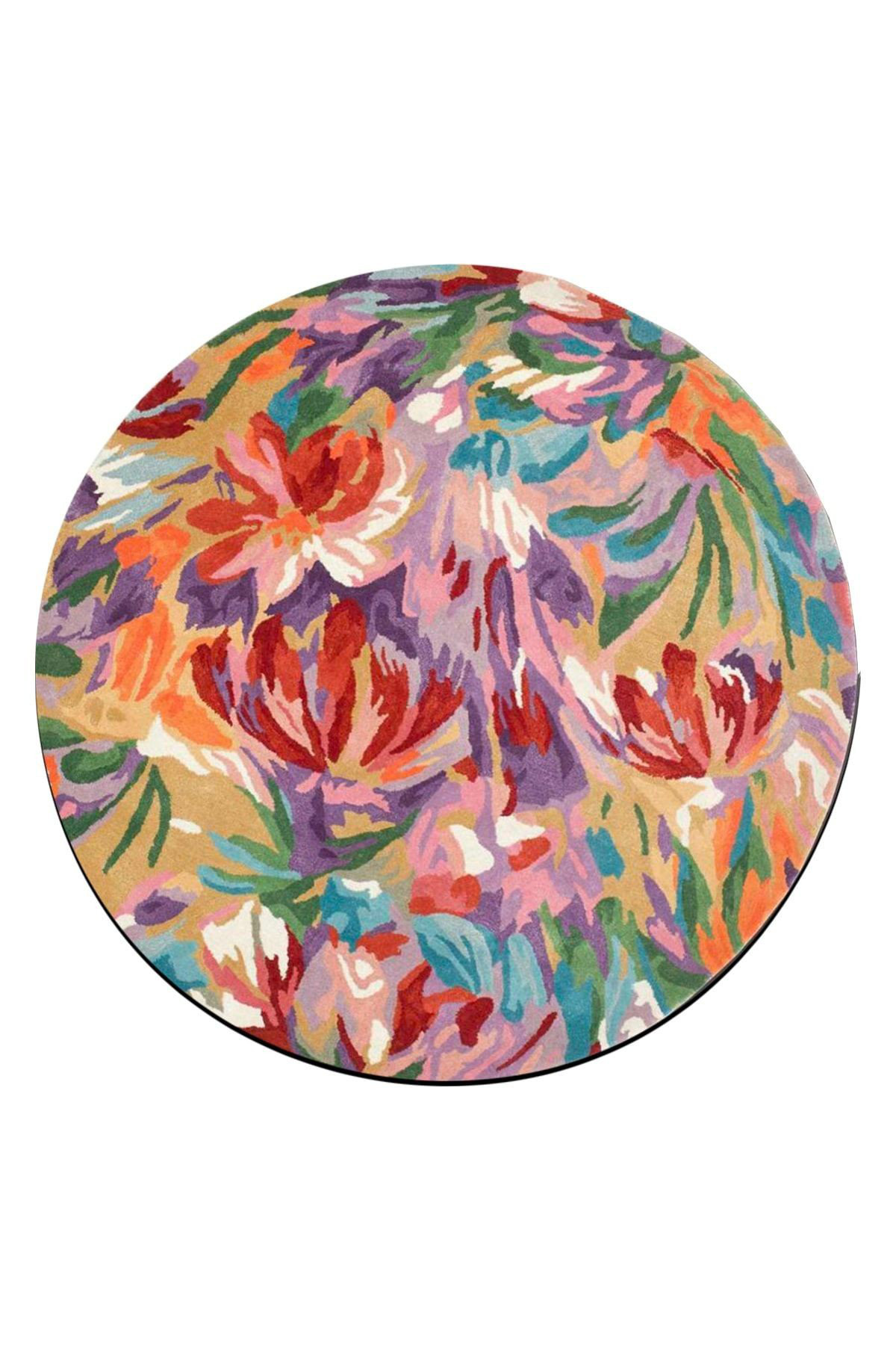 Hokku Designs Colourful Floral Woven Base Round Washable Rug - Wayfair ...