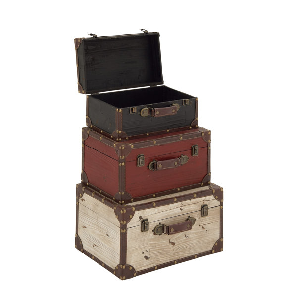 Breakwater Bay Wooden Nesting Vintage Decorative Multi Colored Trunk ...