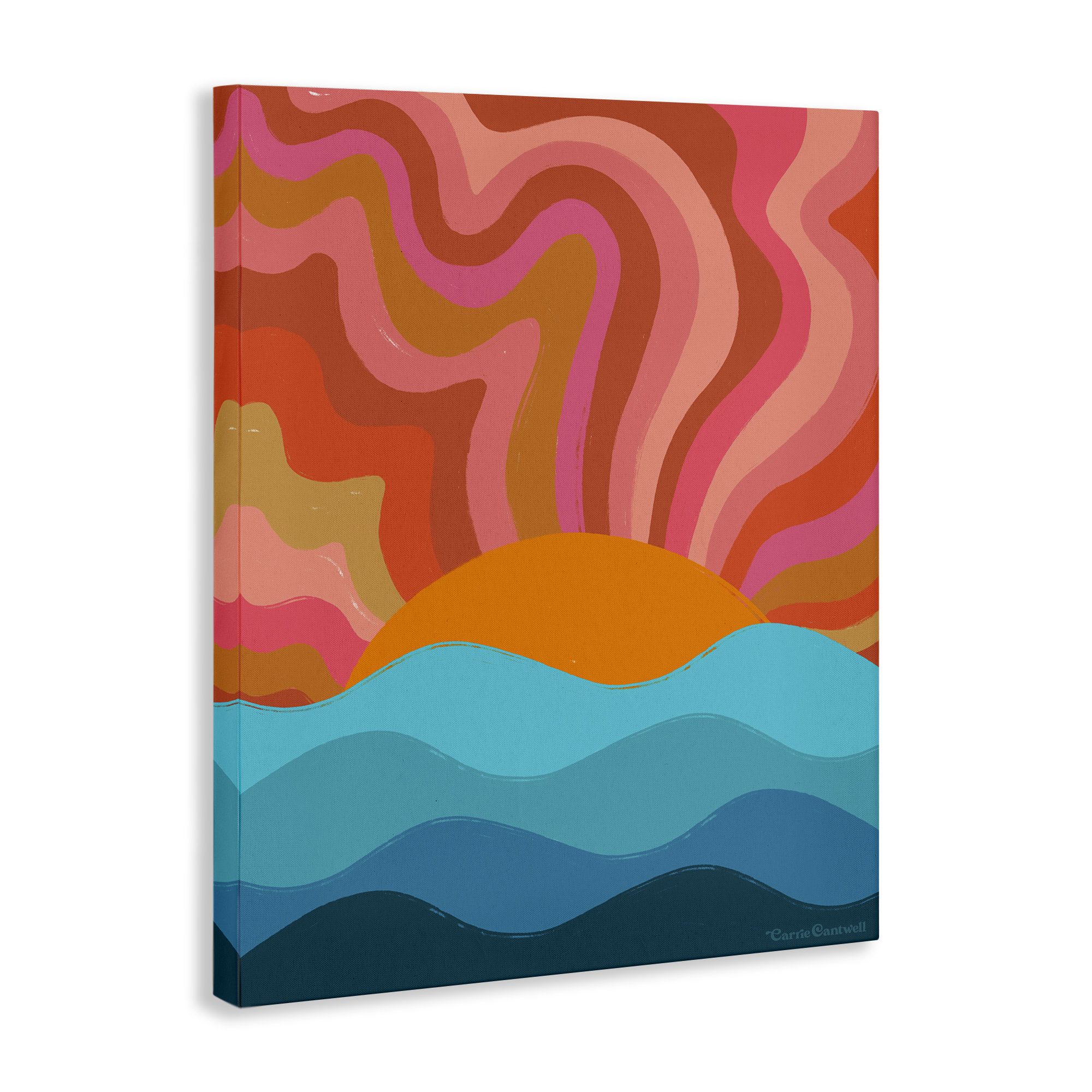 Wrought Studio™ Liquid Sunshine Funky Landscape Floater Canvas Wall Art ...