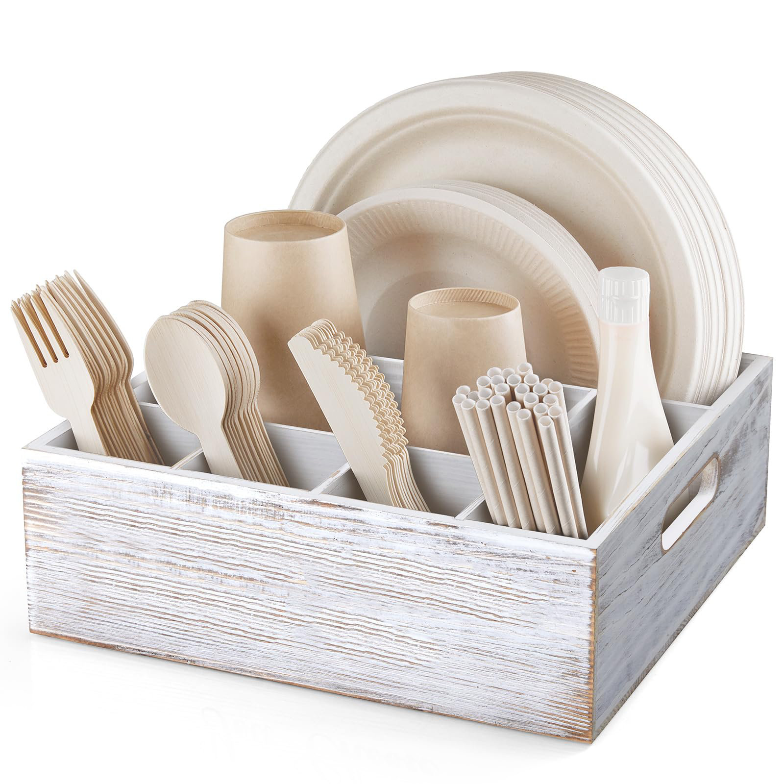 Loon Peak® Countertop Paper Plate Organizer, Silverware Organizer With ...