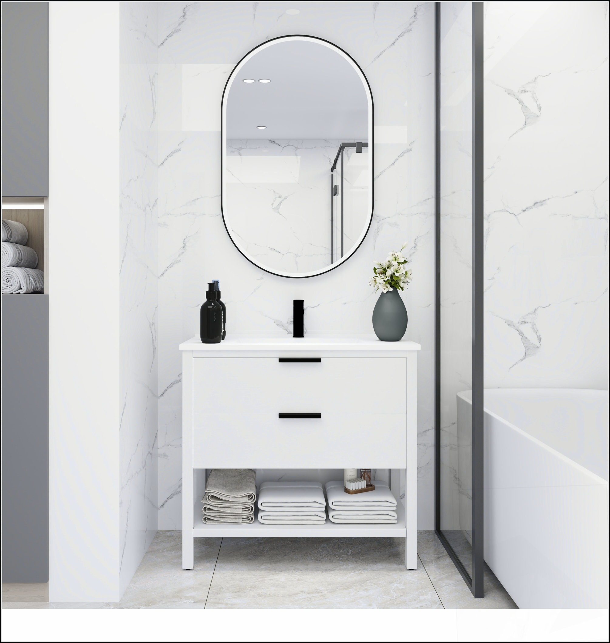 Ivy Bronx 36 Inch Bathroom Vanity Plywood With 2 Drawers,36x18 | Wayfair