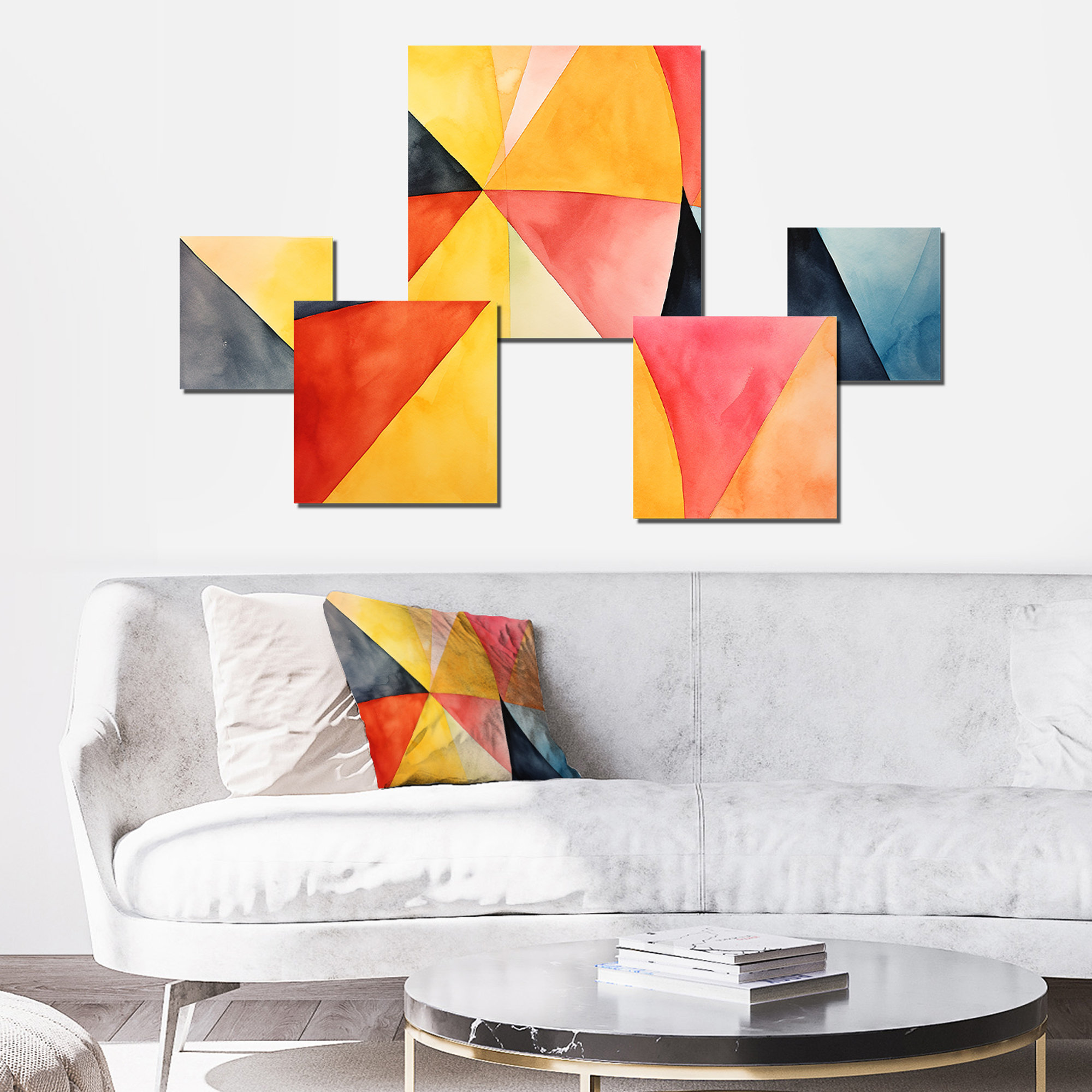 George Oliver Geometric Soft Colors Tiles I - Geometric Square Wall Art ...