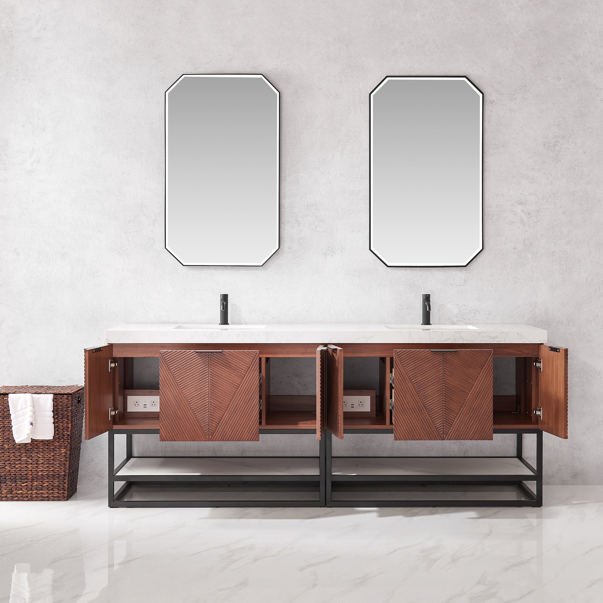 Vinnova Mahon 84 Free Standing Double Bathroom Vanity with Top ...