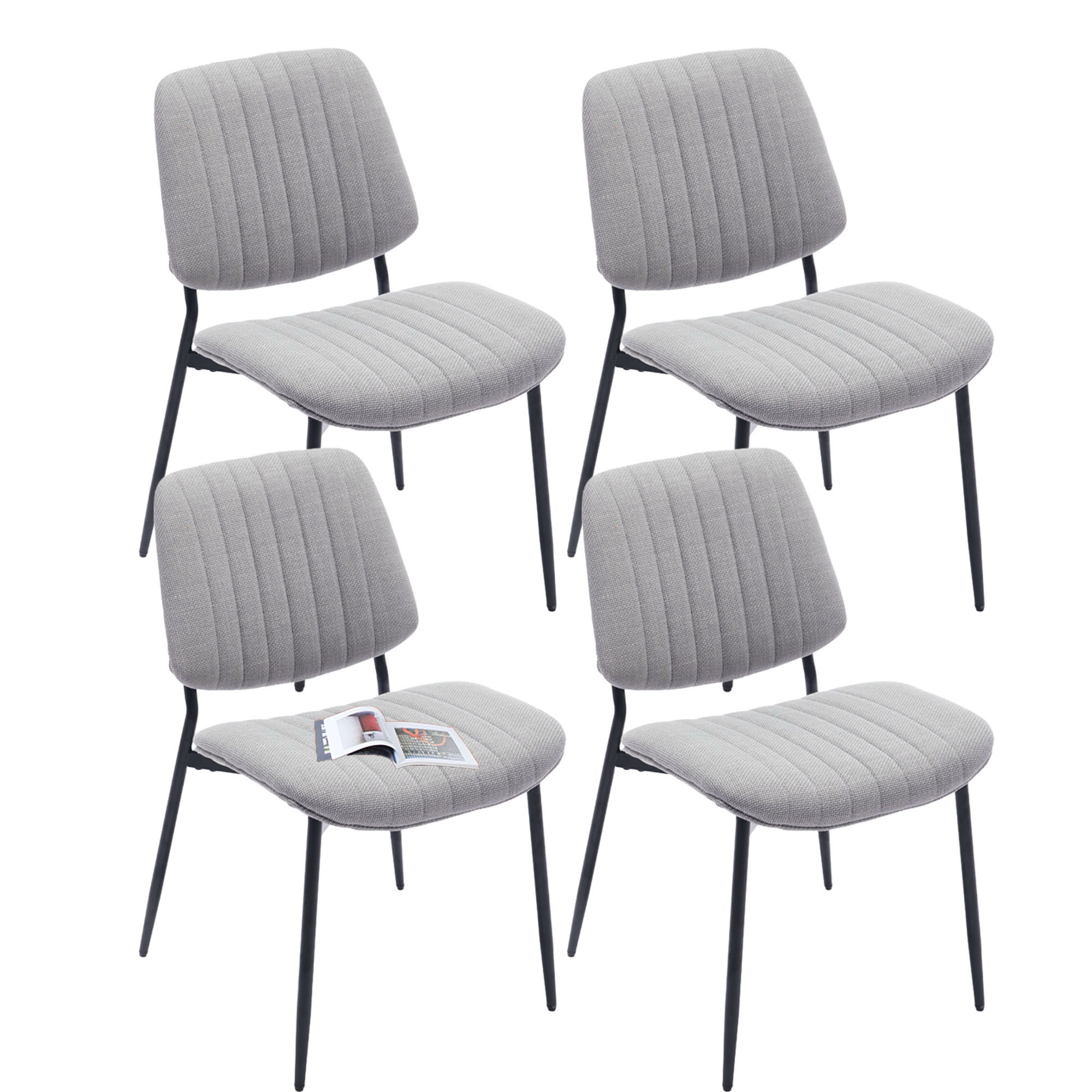 Corrigan Studio® Leather Upholstered Vertical Stripe Metal Dining ...