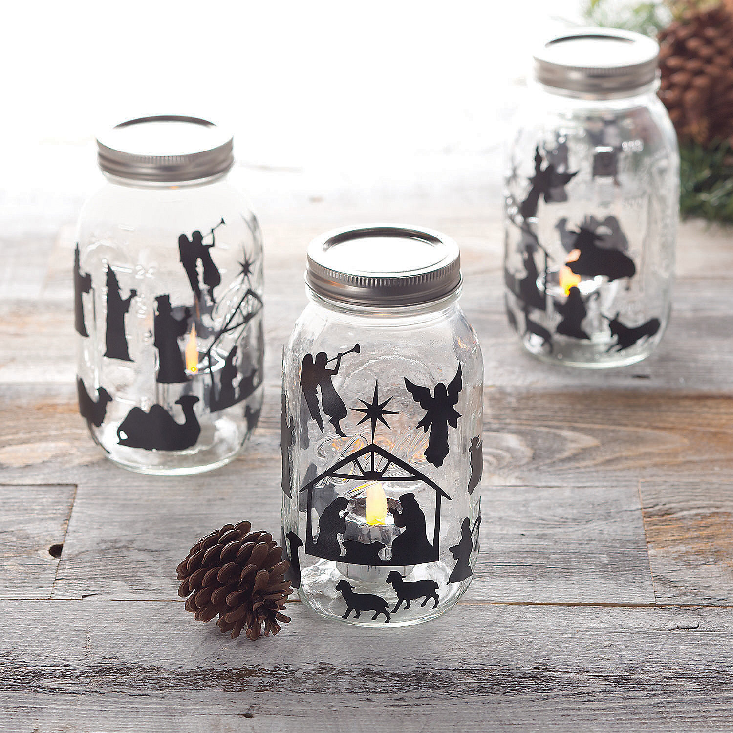 The Holiday Aisle® Nativity Mason Jar Decals - 24 Pieces | Wayfair