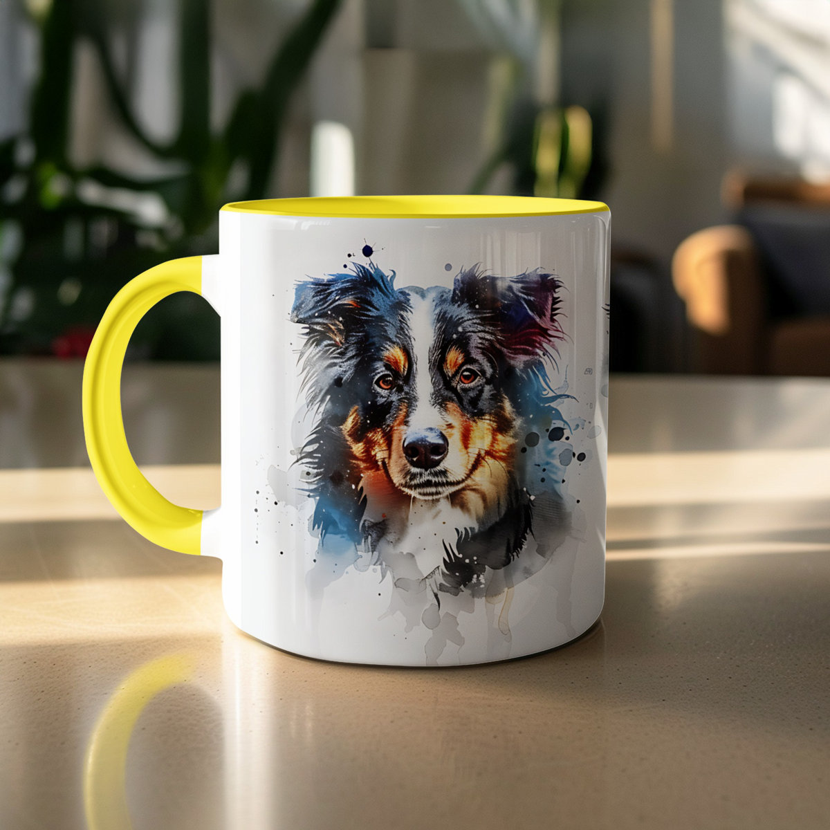 East Urban Home Set of 4 – Dog Trio Watercolor Splash Design 11oz ...