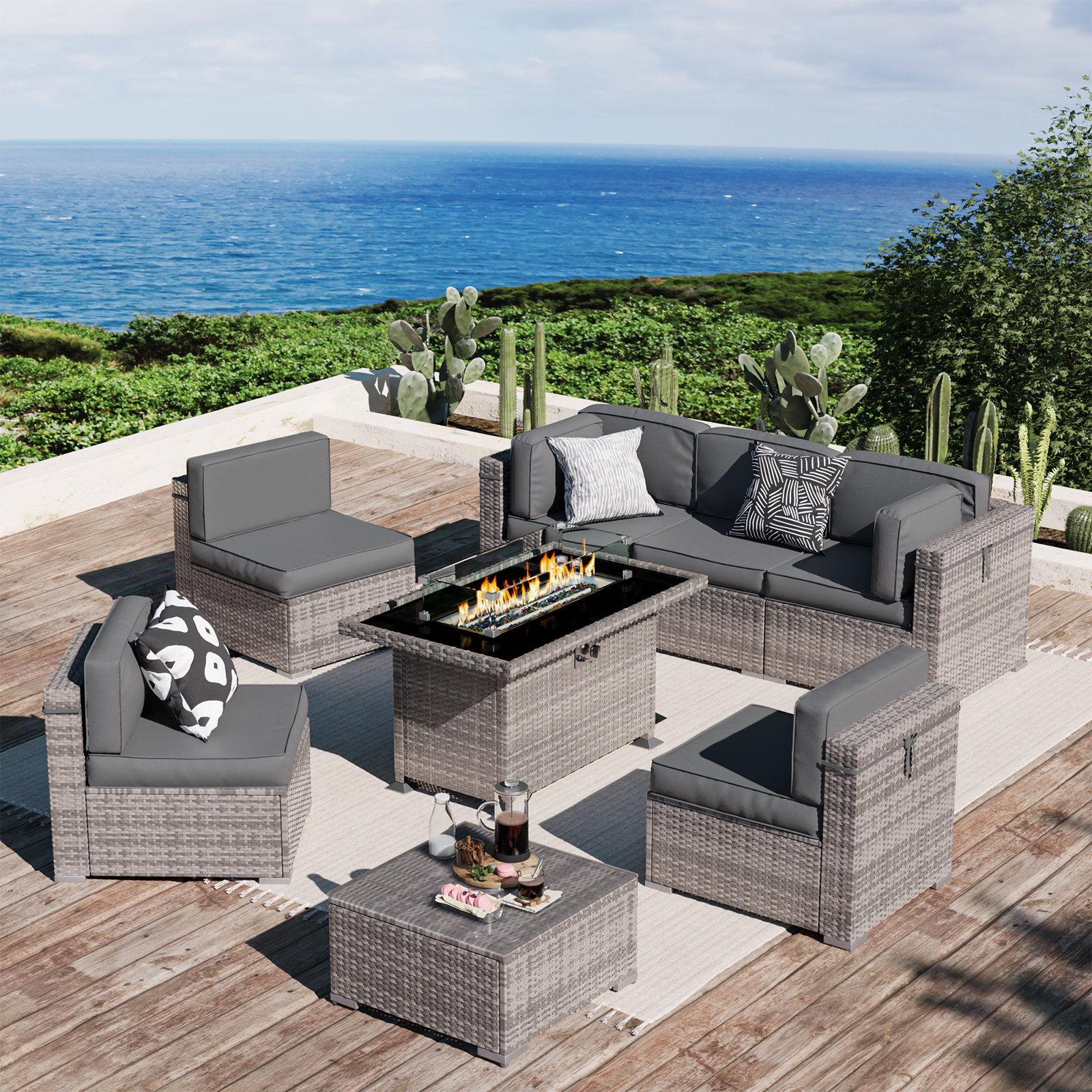 Latitude Run® Modular Slanted Back Patio Furniture Sets & Sofa Cover ...