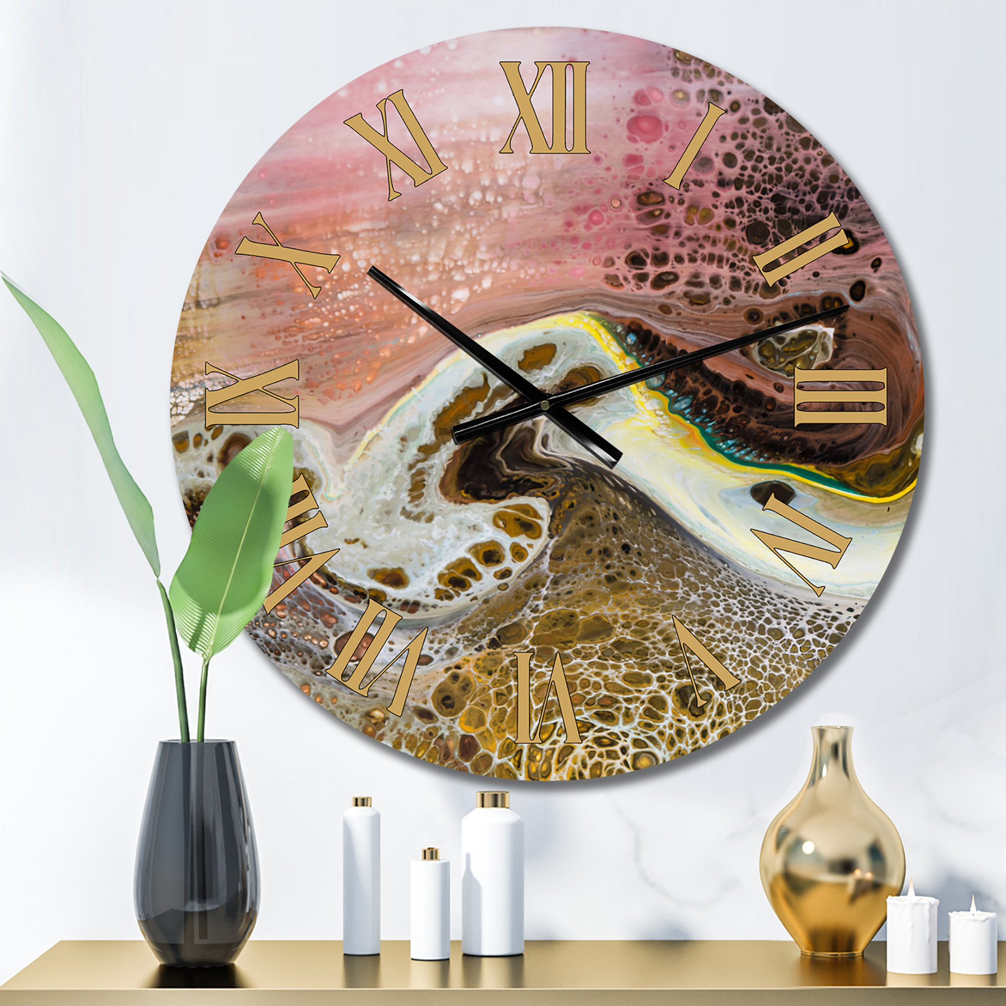 East Urban Home White Liquid Art Waves with Pink and Yellow - Modern ...