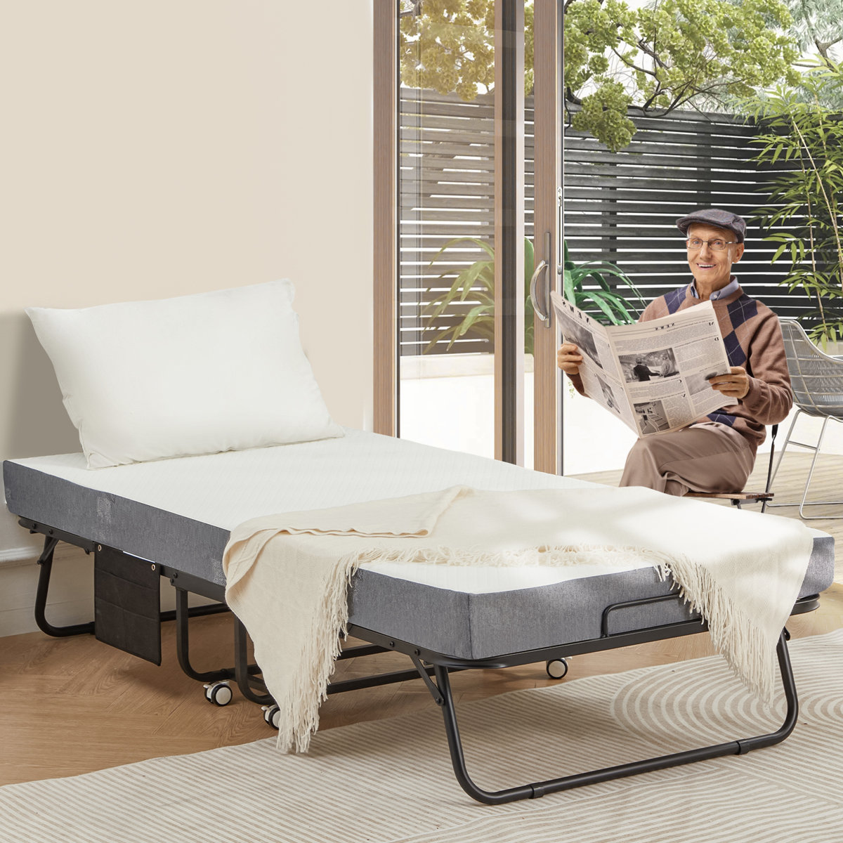 EROMMY Folding Bed, 38''W Folding Bed with Mattress Included, Daybed ...