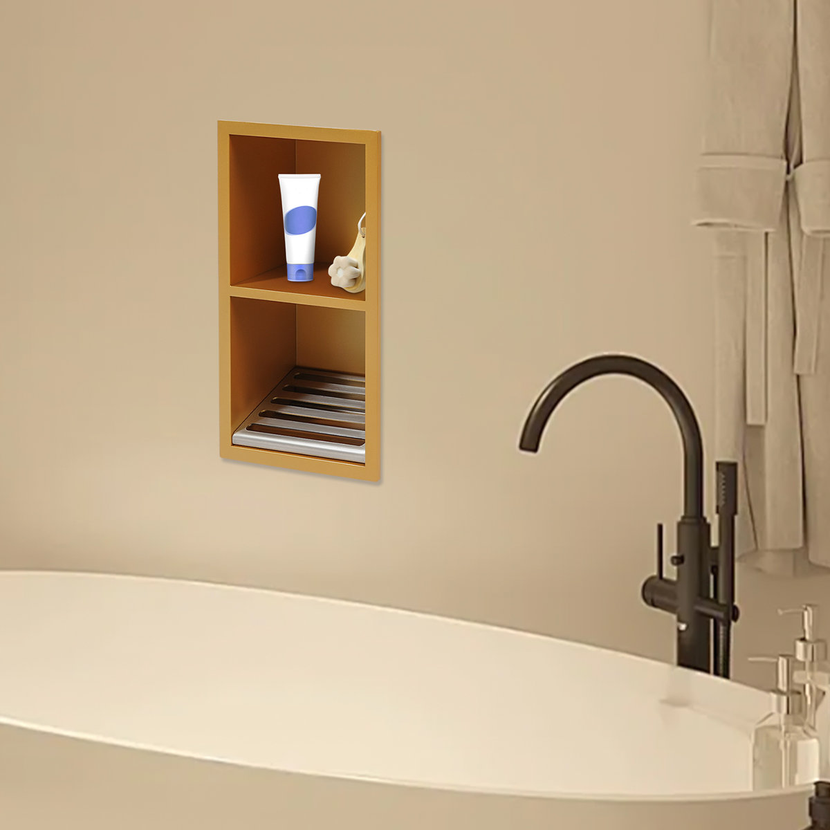 Ebern Designs 2-Tier Stainless Steel Recessed Storage Cabinet, Wall ...