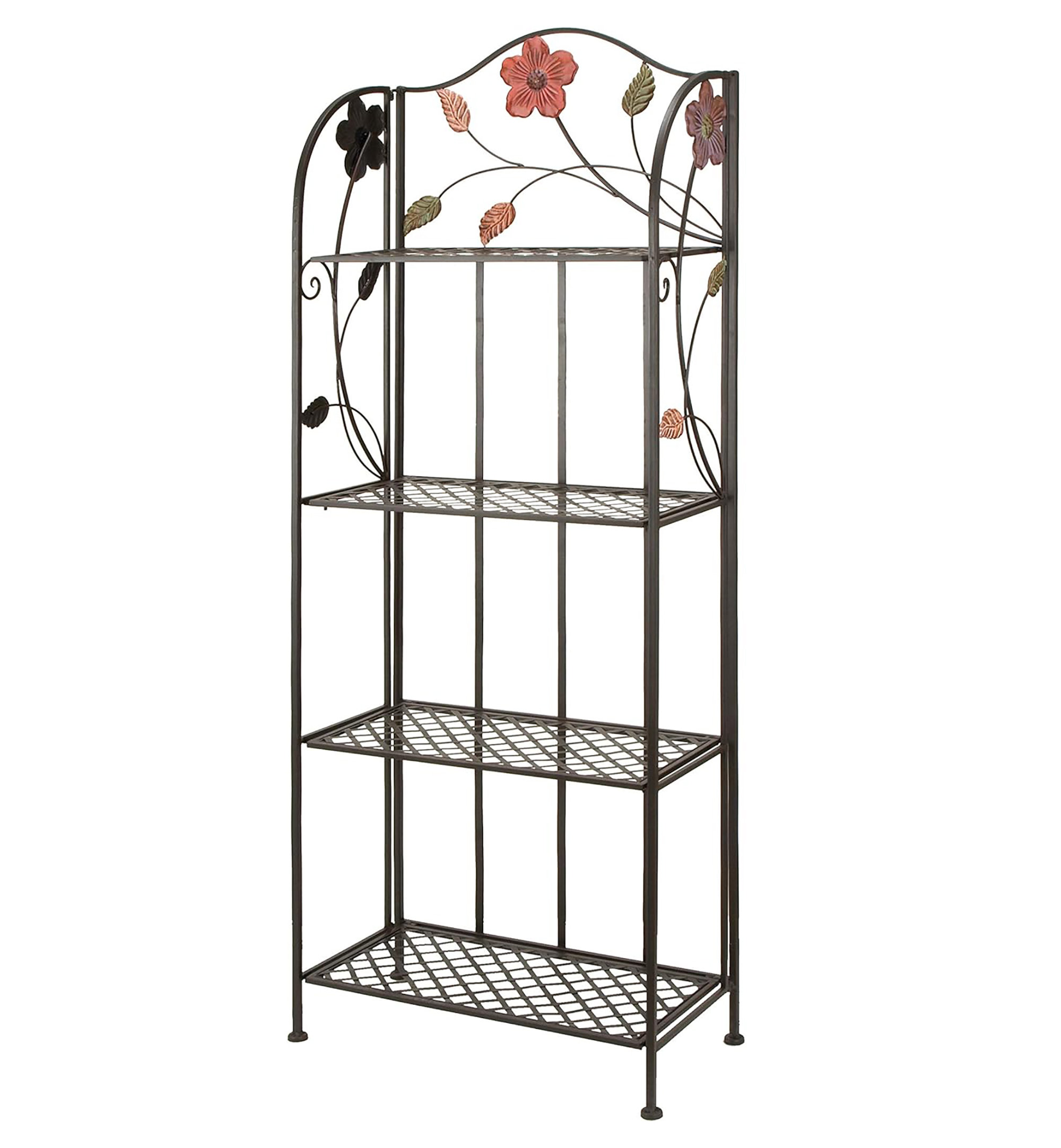 Fairub Metal Floral Indoor Outdoor Tall Folding 4 Shelf Bakers Rack ...
