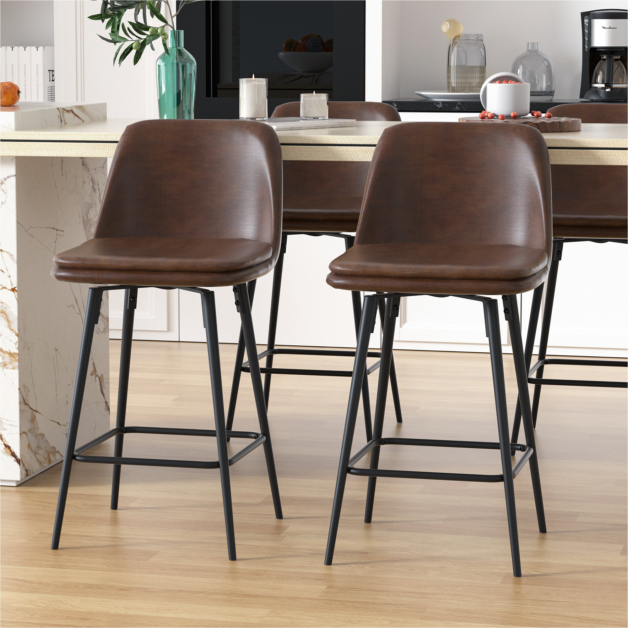 17 Stories Tabouret de comptoir pivotant 24,2 po avec structure en ...