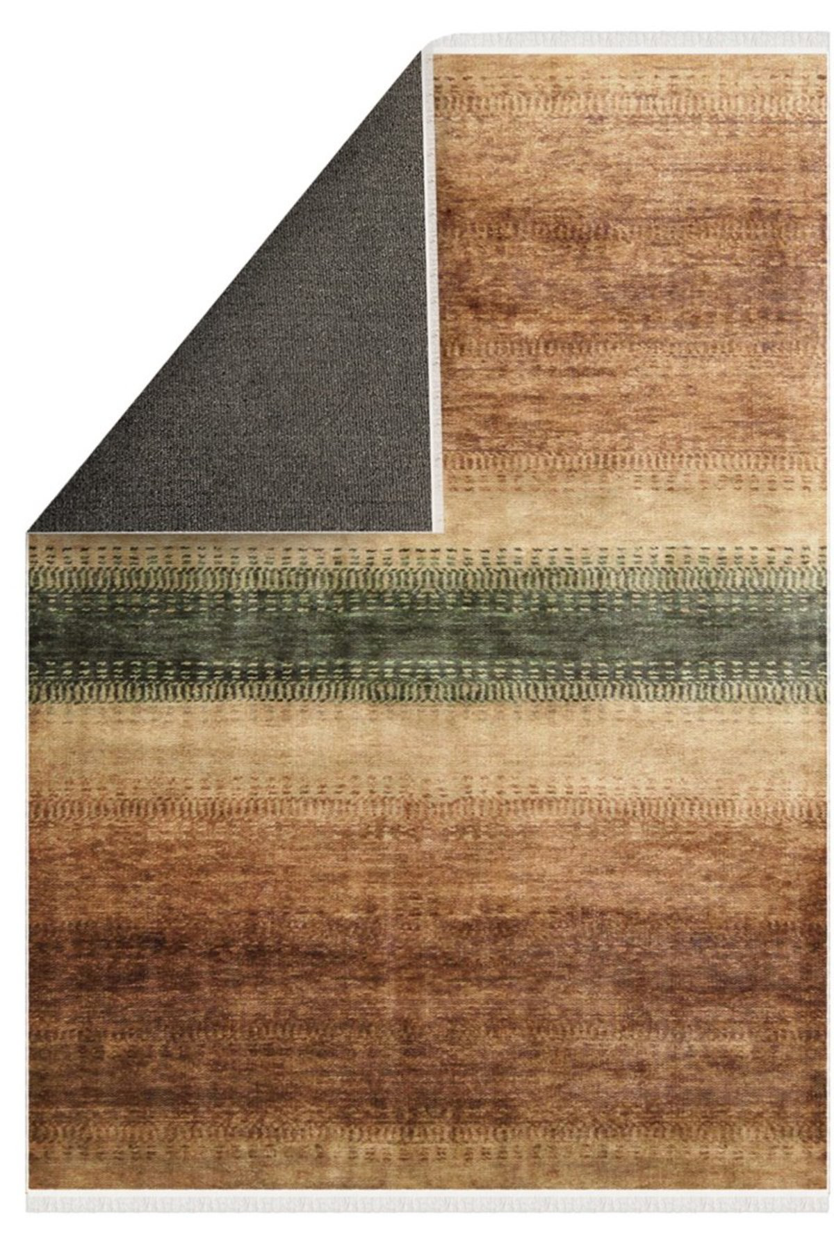 Rugpera Addisyn Brown And Green Colour Striped Design Carpet Machine ...