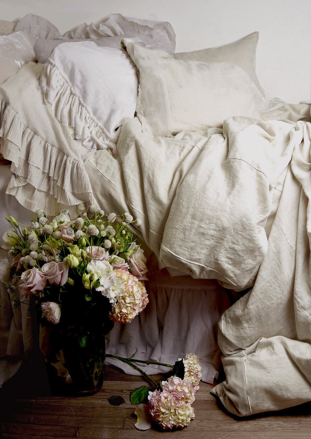 Linen Salvage Luxe Linen and Silk Velvet Border Luxe Bedding bundle ...