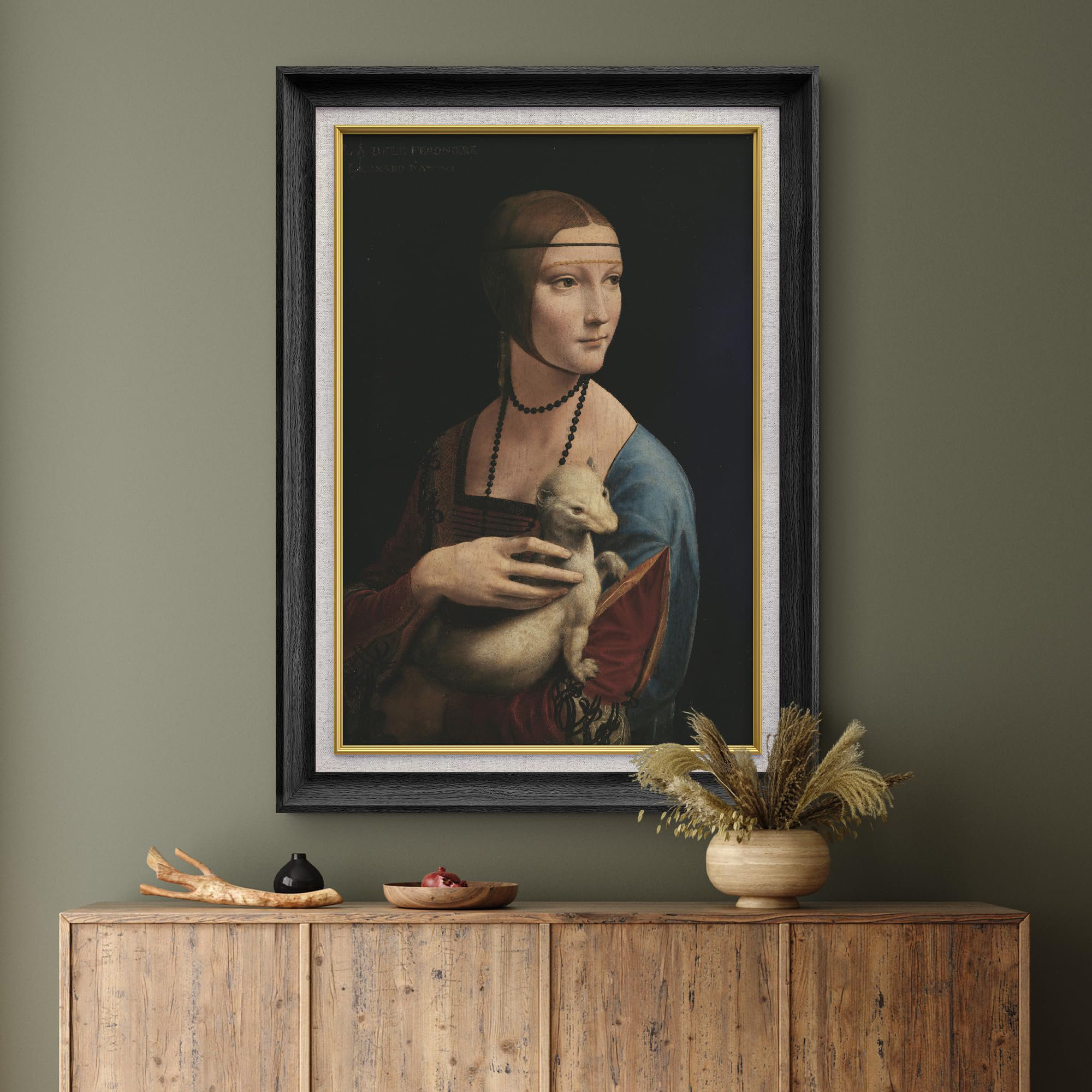 SIGNLEADER Premium Framed Wall Art Lady With An Ermine By Leonardo Da ...