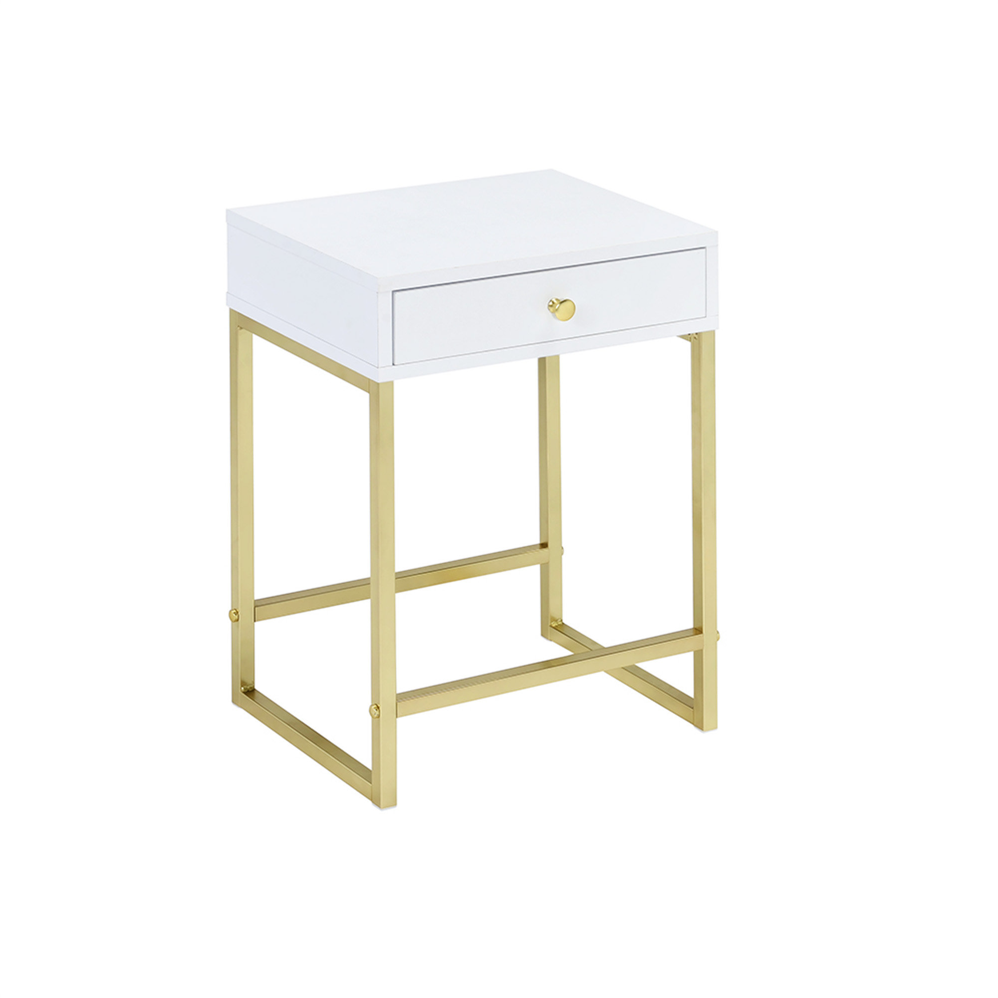 Mercer41 Coleen White & Brass Finish Accent Table | Wayfair