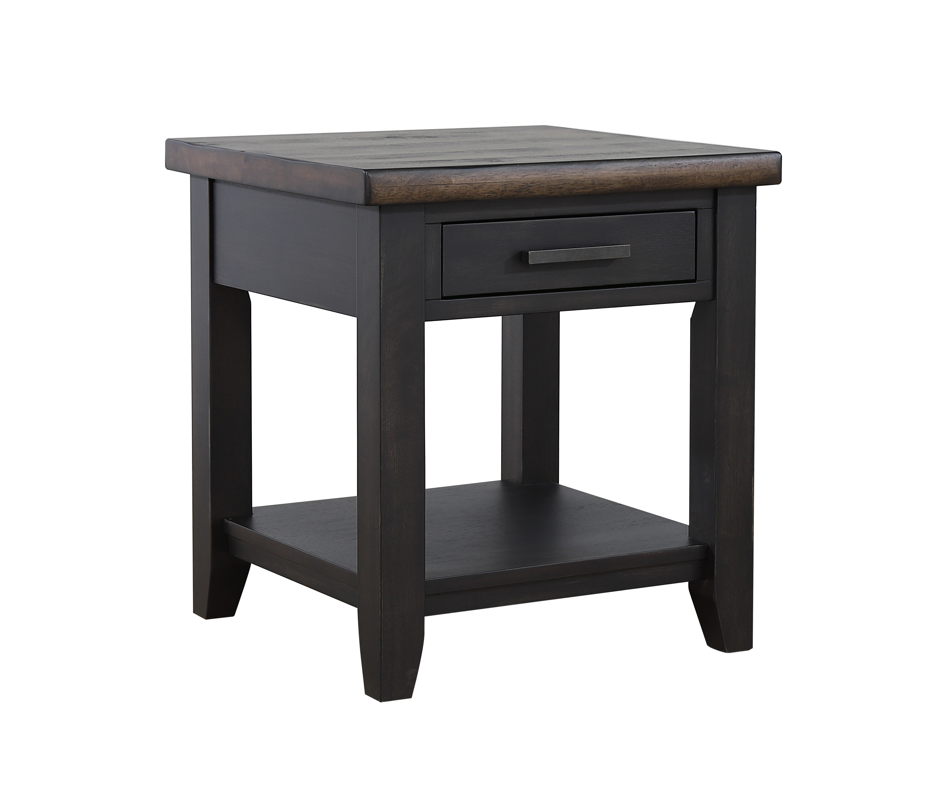 Three Posts Table de bout avec rangement en bois massif Athey de 24 po ...