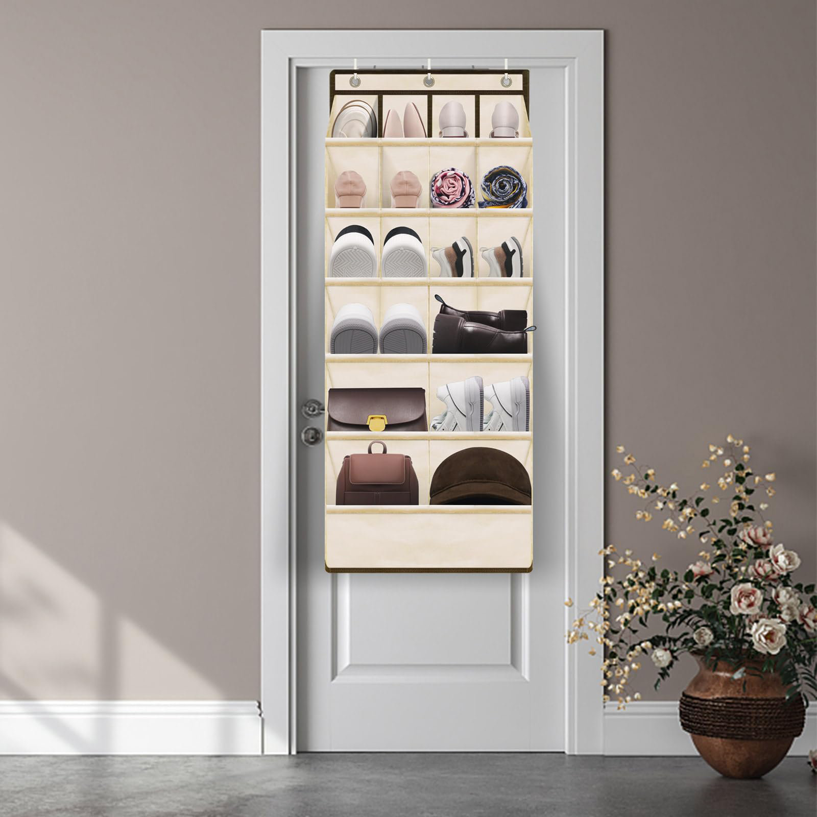 Hokku Designs 1-Pack Over Door Organizer With Large Pockets For Narrow ...