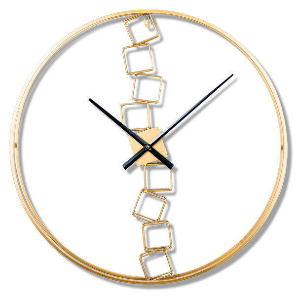 Everly Quinn Large Gold Wall Clock, Metal Wall Clock, Abstract Stacked ...