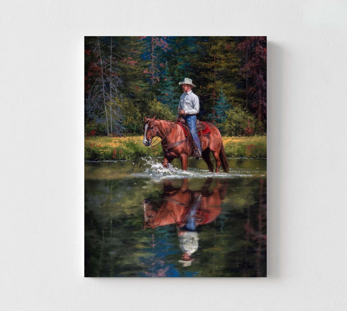 WeFrameArt Cowboy Painting Print, Framed Landscape Print, Rodeo Artwork ...
