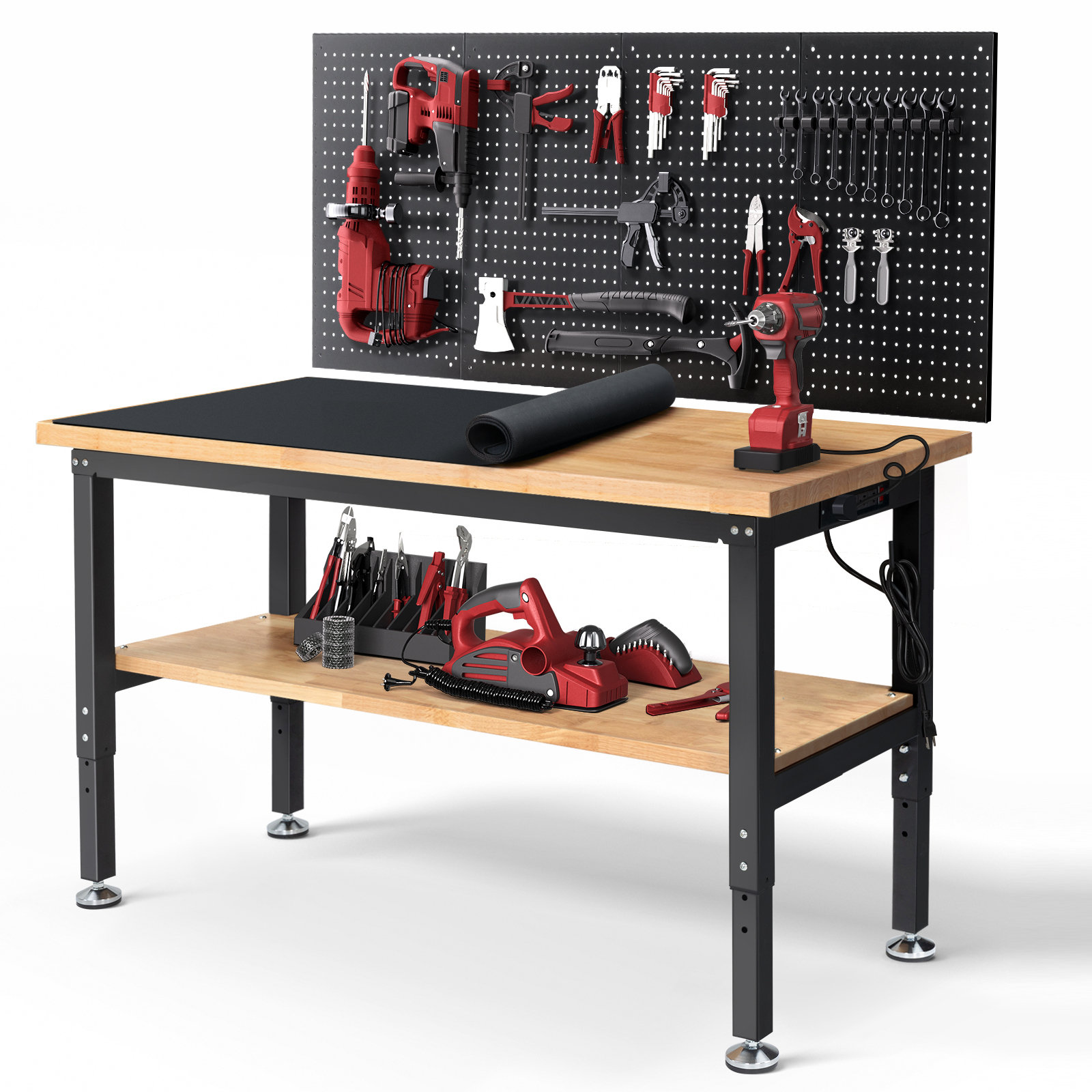 WFX Utility™ Work Table with Power Outlets Workbench with Storage ...