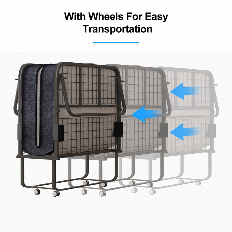 Alwyn Home Folding Bed With 4 Inch Foam Mattress, Rollaway Bed, Cot ...