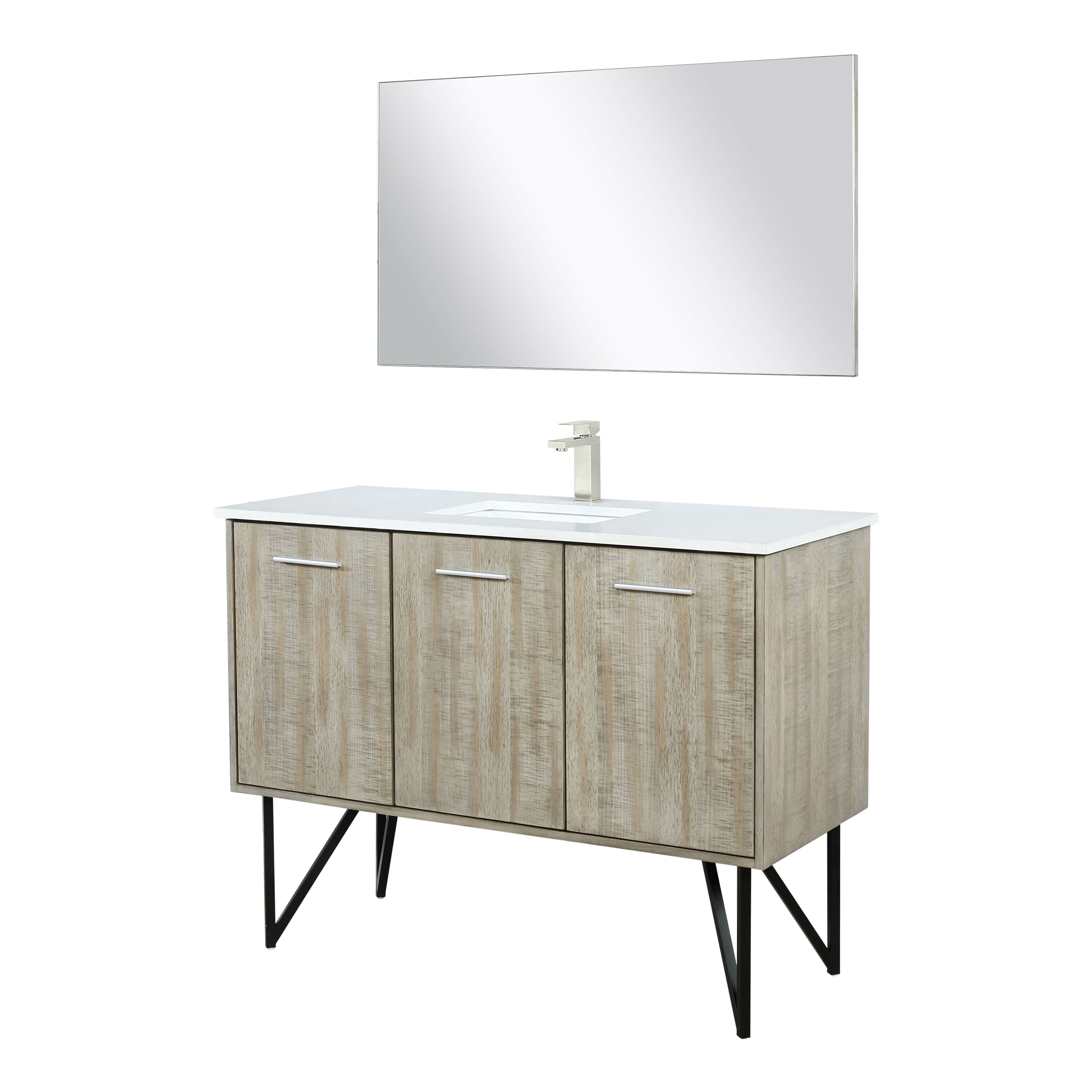 Lexora Lancy 48 in W x 20 in D Bath Vanity Faucet Set and Mirror ...