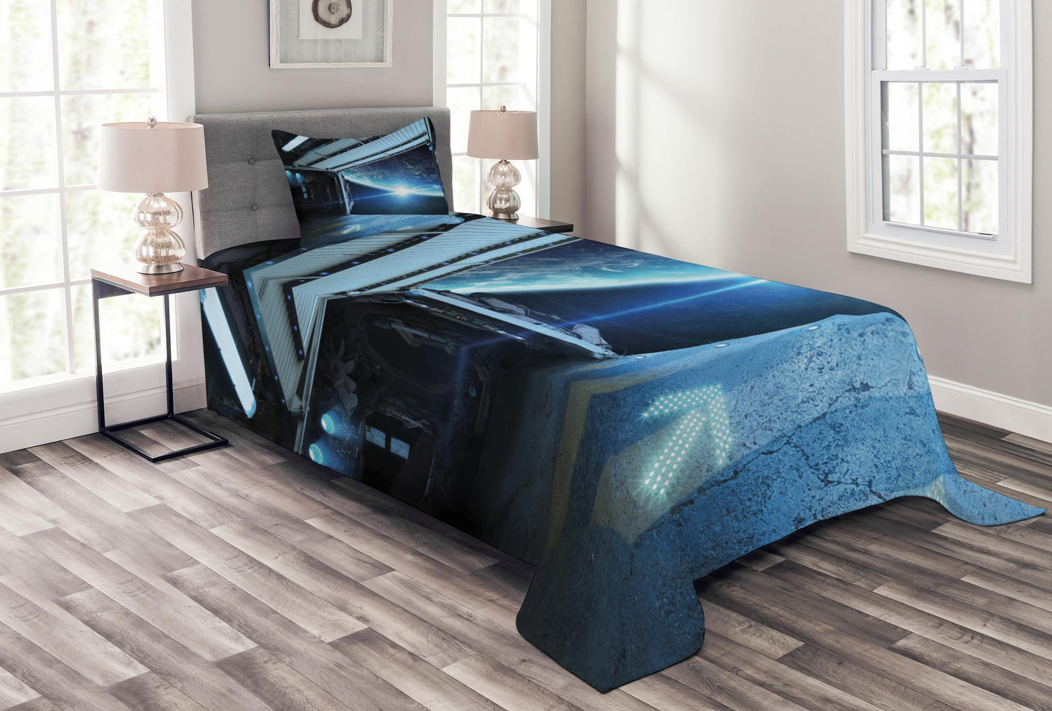 Ambesonne Outer Space Blue/Black Microfiber Modern & Contemporary ...