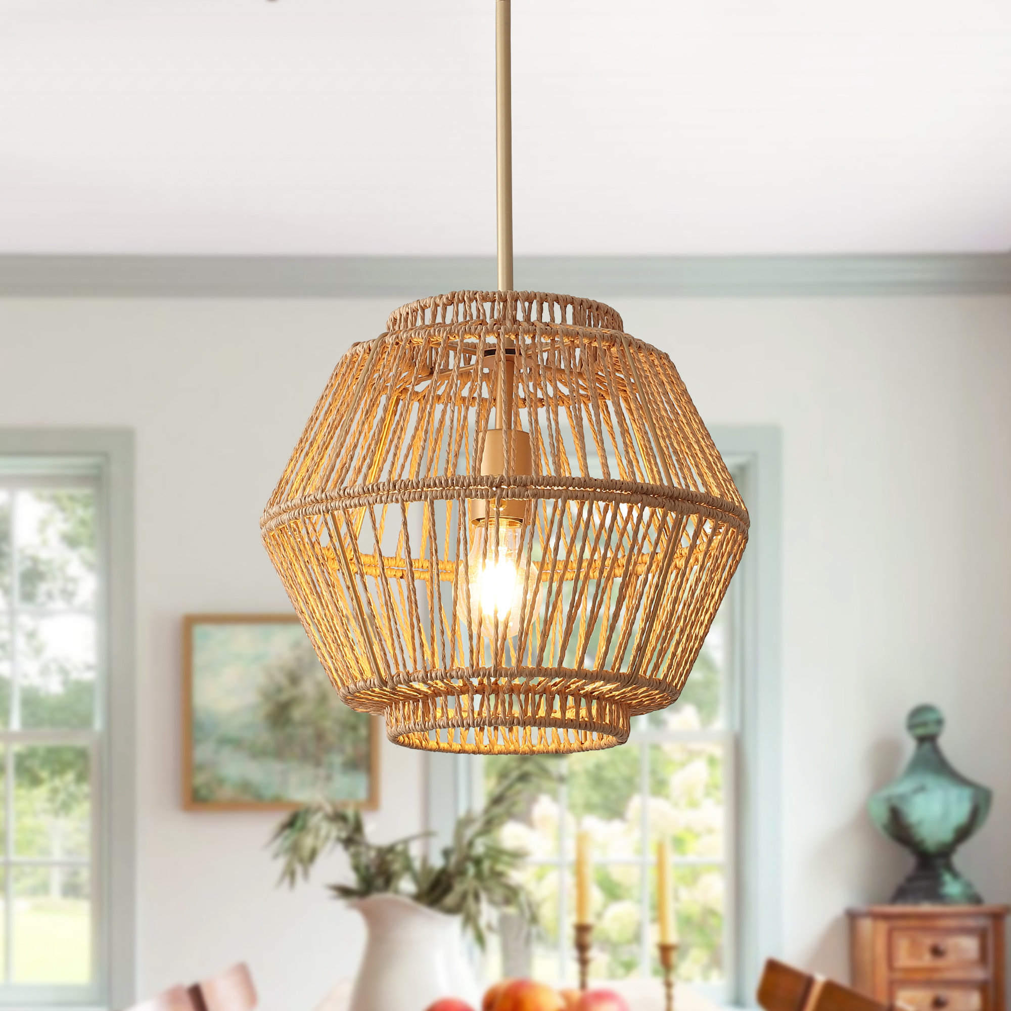 Bay Isle Home™ Alaysha 1 - Light 12.6" W Brass Single Pendant Hand ...