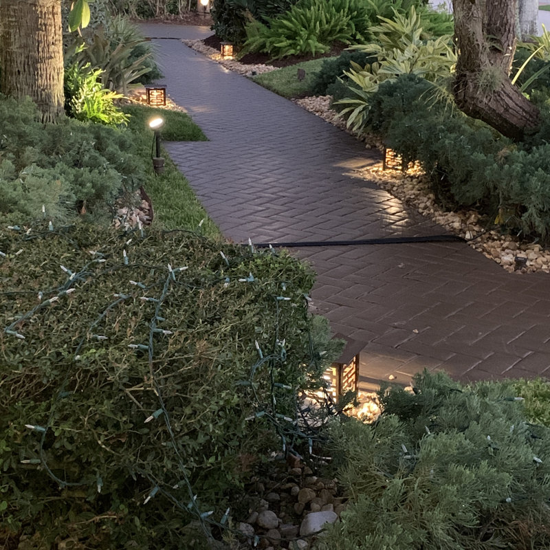 TedStuff 8.25" Tall Polynesian Style Low Voltage LED Metal Pathway ...