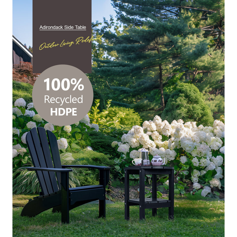 Winston Porter 17 in. 2-Tier Rectangular HDPE Outdoor Side Table with ...