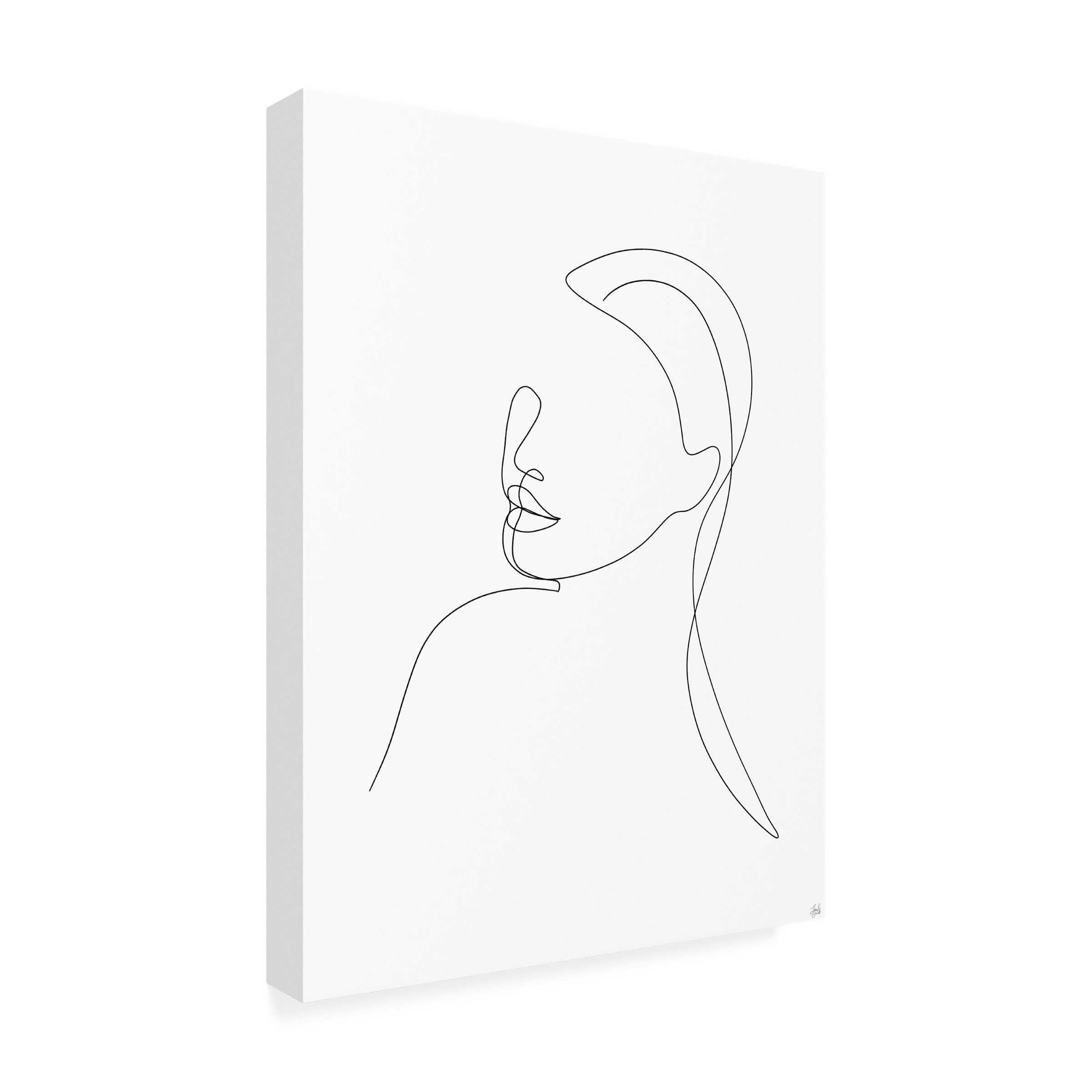 Wrought Studio Line Lady Portrait 1 - Wrapped Canvas Print | Wayfair