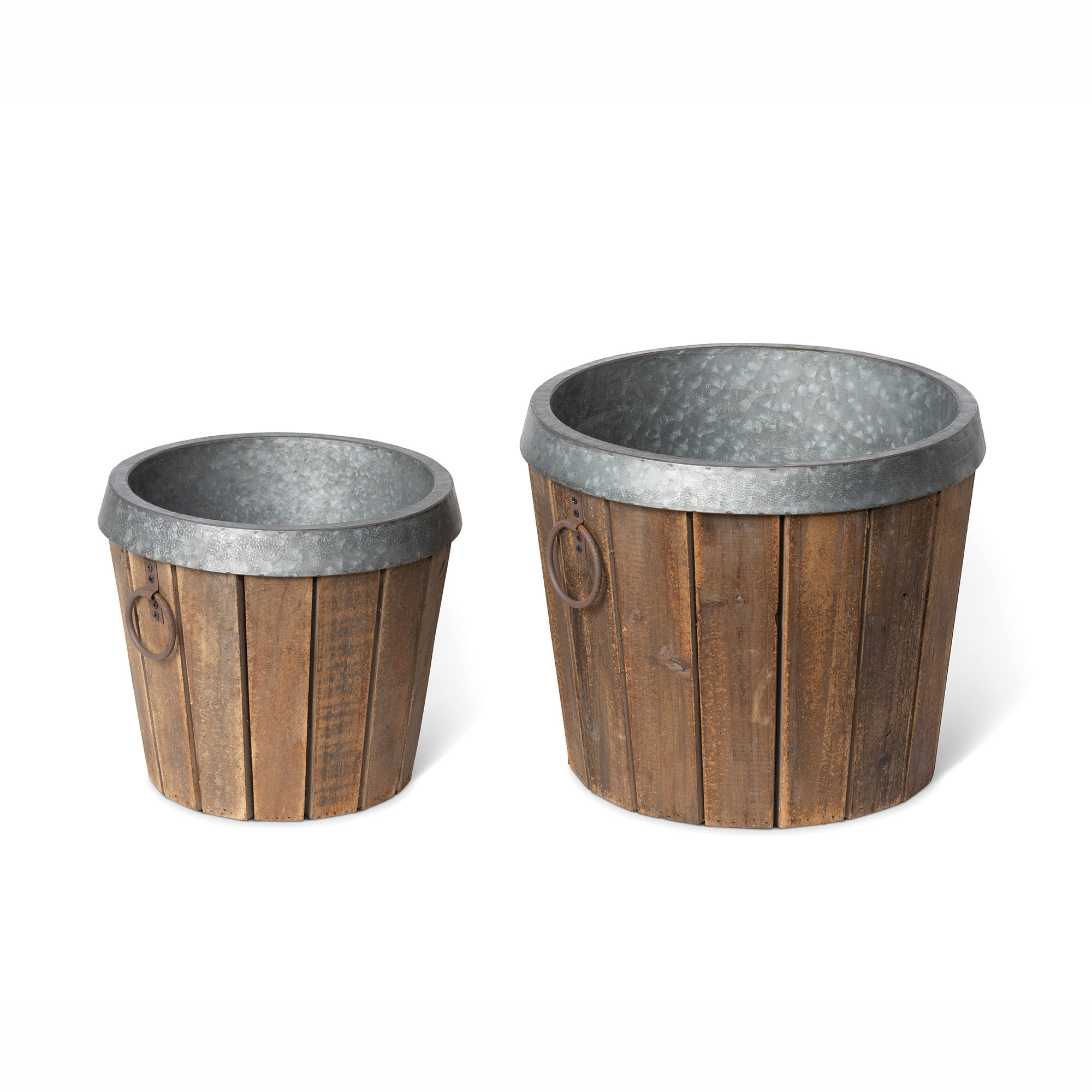 Park Hill Collection Garden Floral 2 - Piece Round Barrel Planter Set ...