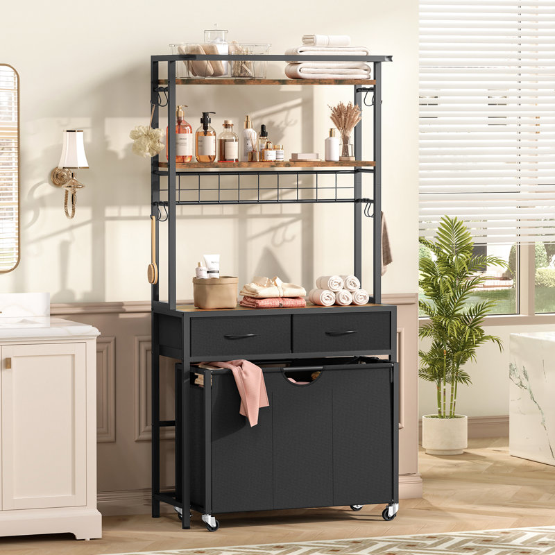 17 Stories Laundry Center with 3 Section Pull-Out Bags, | Wayfair