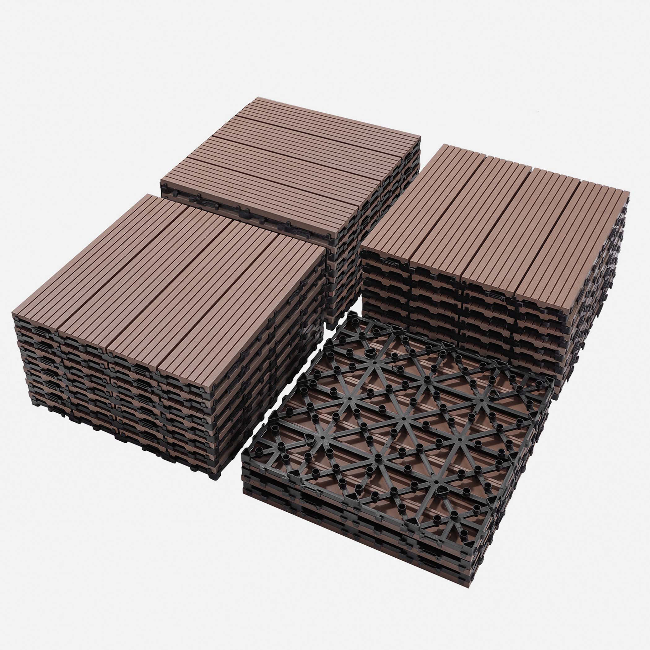 Rongeng Wood Plastic Composite Deck Tiles Set of 20, Sustainable FSC ...