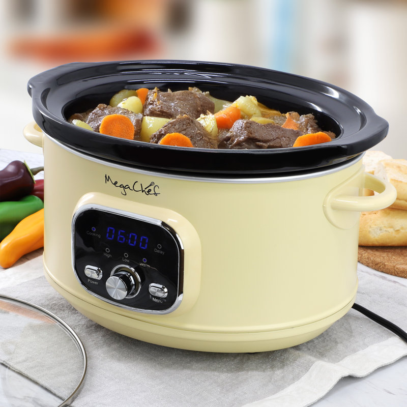 MegaChef 3.5 Liter Electric Slow Cooker in Ivory | Wayfair