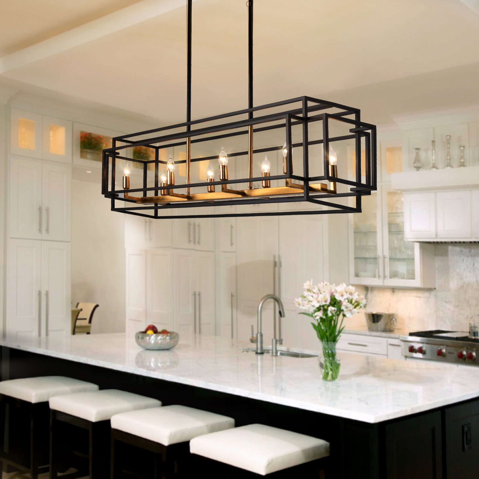 Modern Habitat Framerec 63 In. 8-light Farmhouse Chandelier, Modern ...