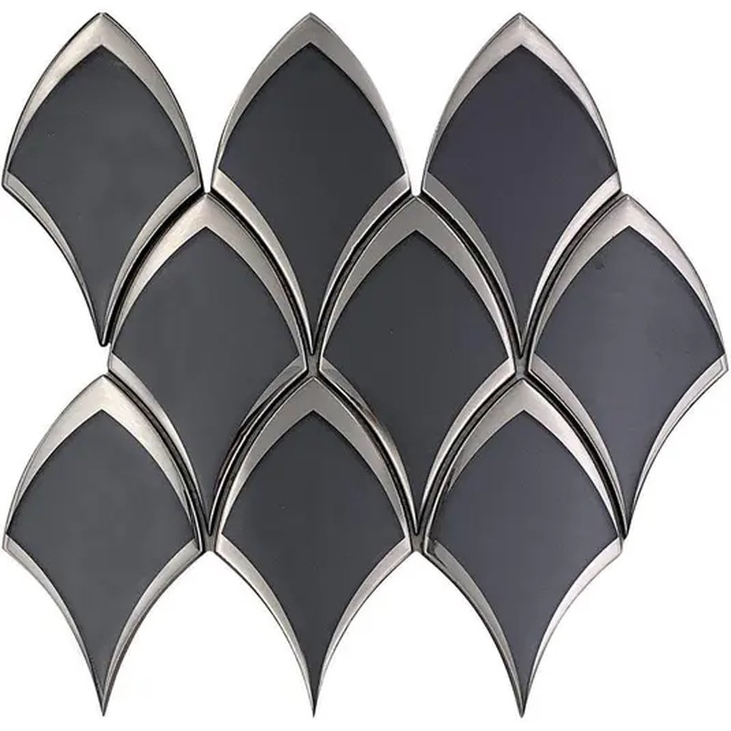 Apollo Tile Mirari 10x12 in. Gray Glossy Glass Fish-shaped Mosaic Wall ...