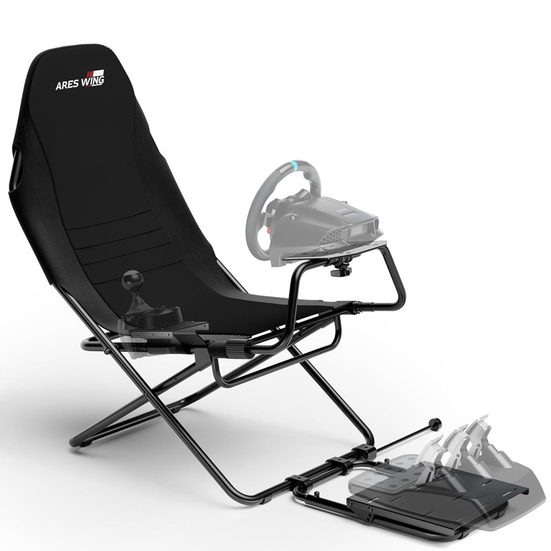 Inbox Zero Racing Simulator Cockpit with Foldable Gaming Chair Fit ...