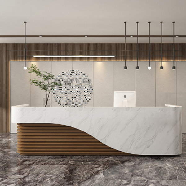 Orren Ellis Brizeida Rectangular Laminate Reception Desk with Filing ...