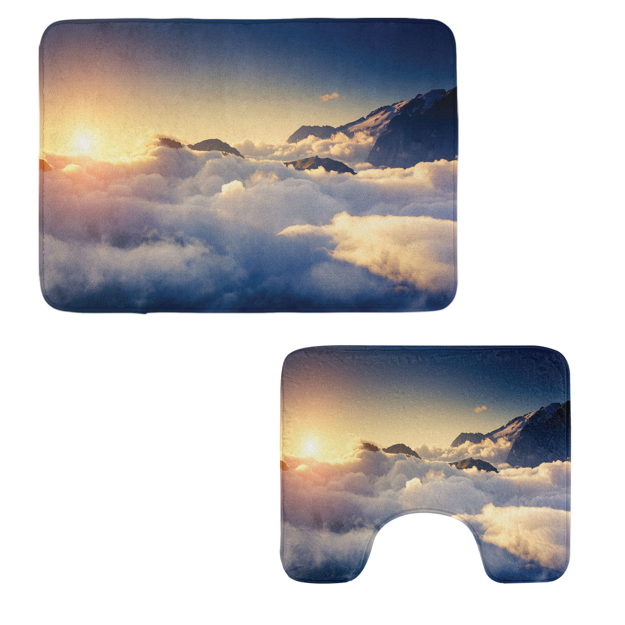 East Urban Home Mountain Bathroom Rug Set 2 Pieces Rectangle & Contour ...