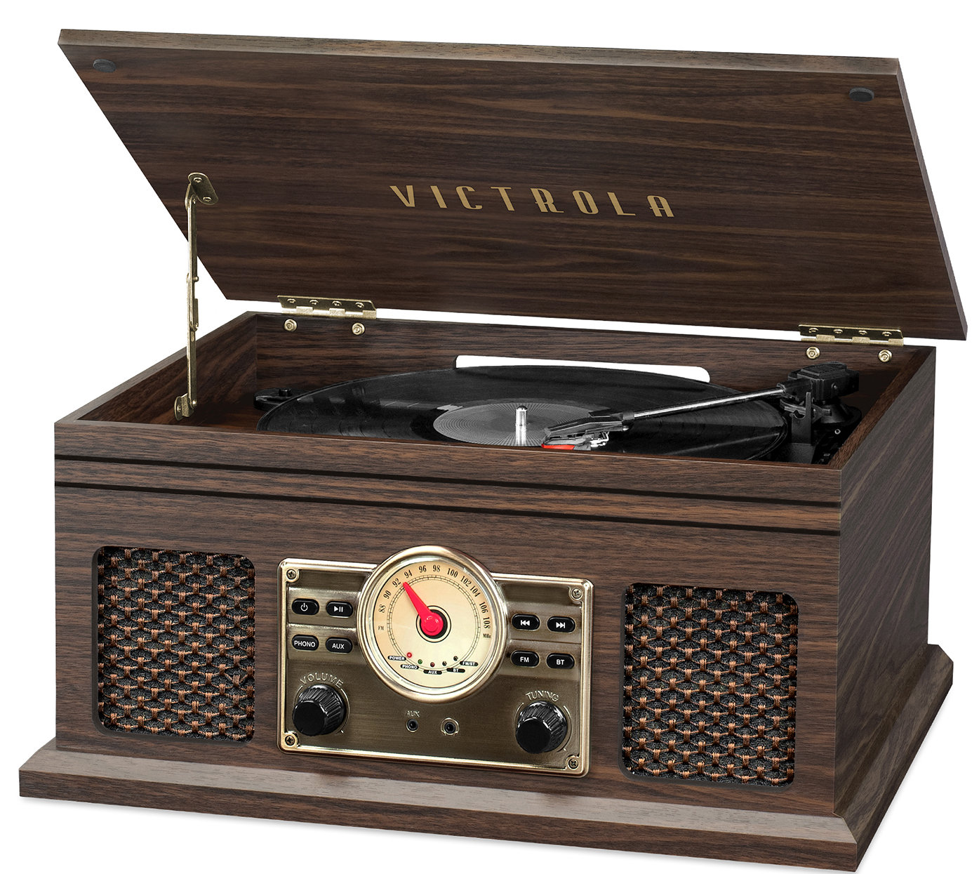 Victrola 4-In-1 Nostalgic Bluetooth Decorative Record Player with 3 ...