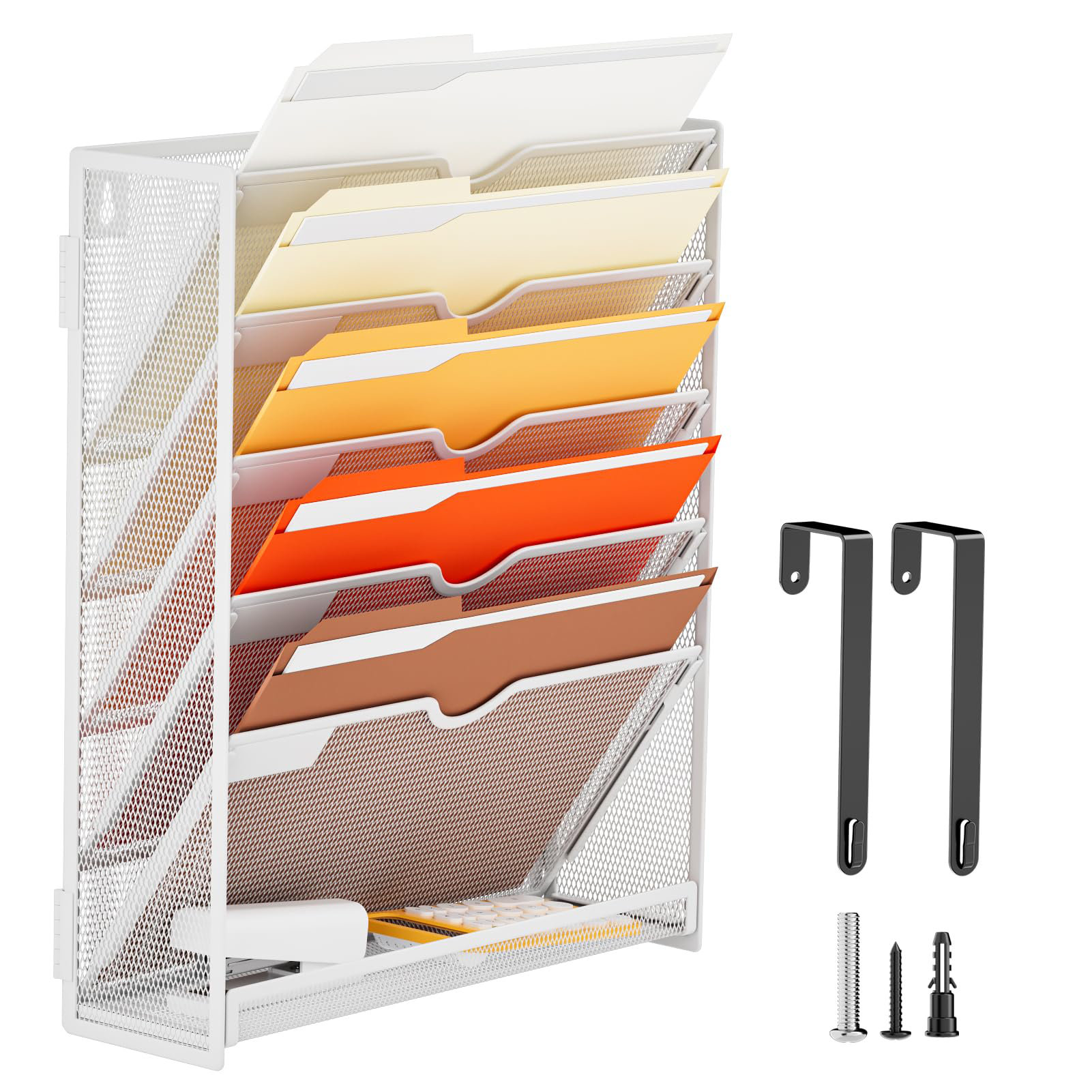 XMVJHOME 6-Tier Wall-Mounted Mesh File Organizer For Office And Home ...