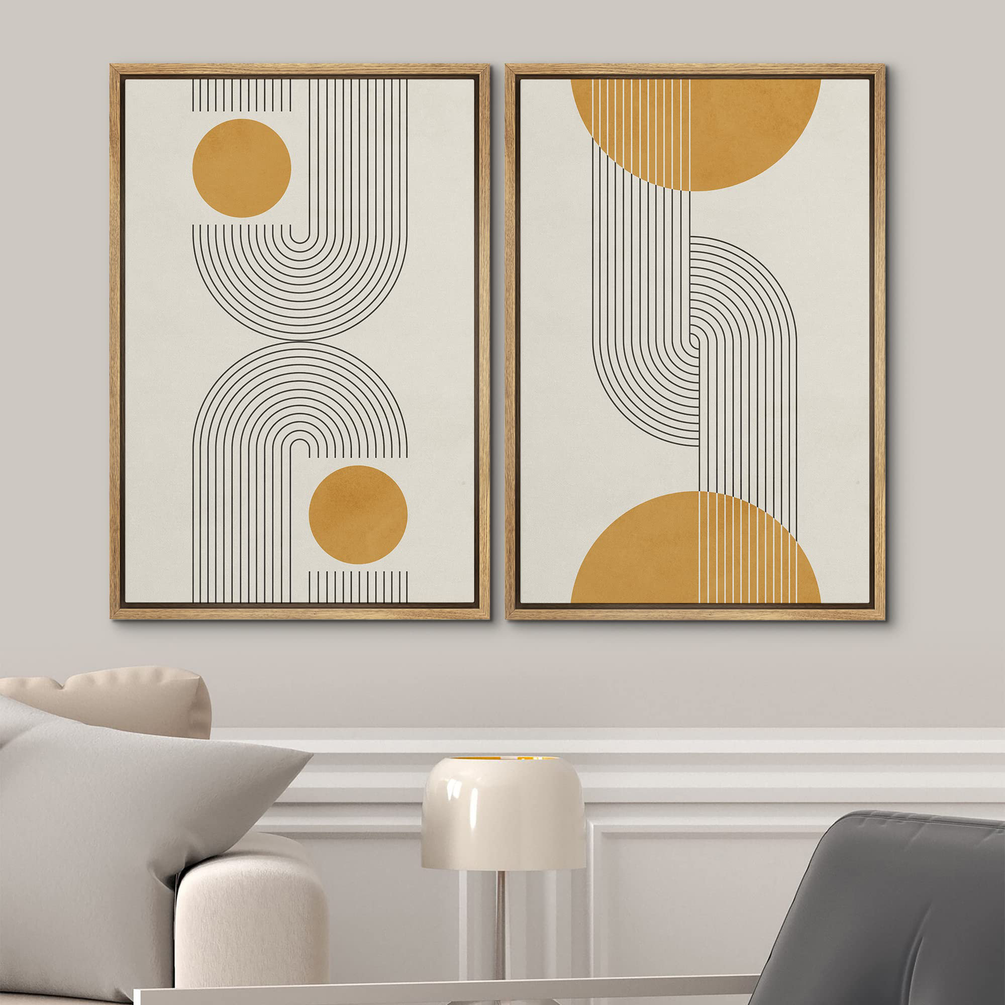 wall26 Gold Circles With Twisting Geometric Line Art Abstract Shapes ...