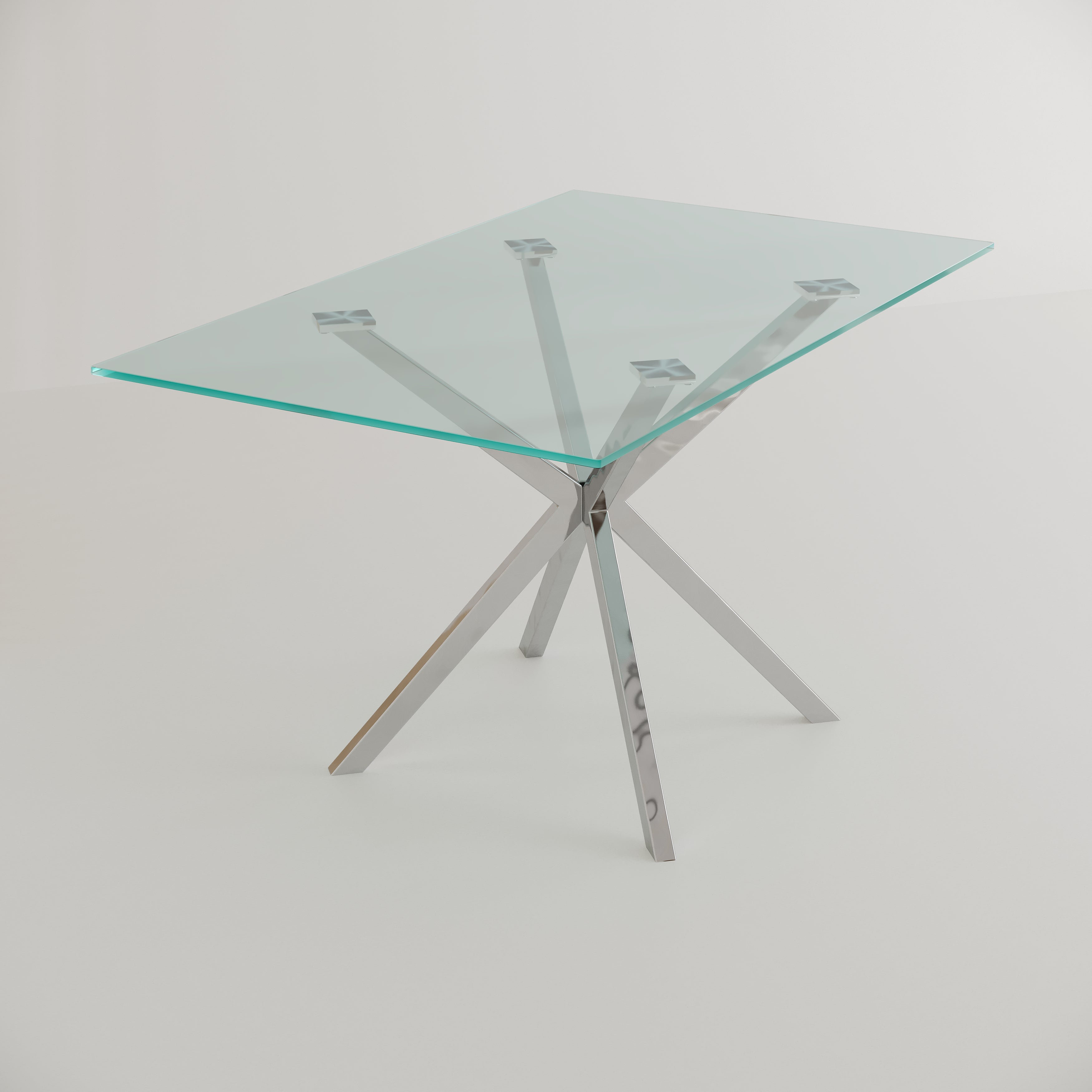 Wrought Studio Rectangular Glass Top Dining Table w/Chrome Legs for ...