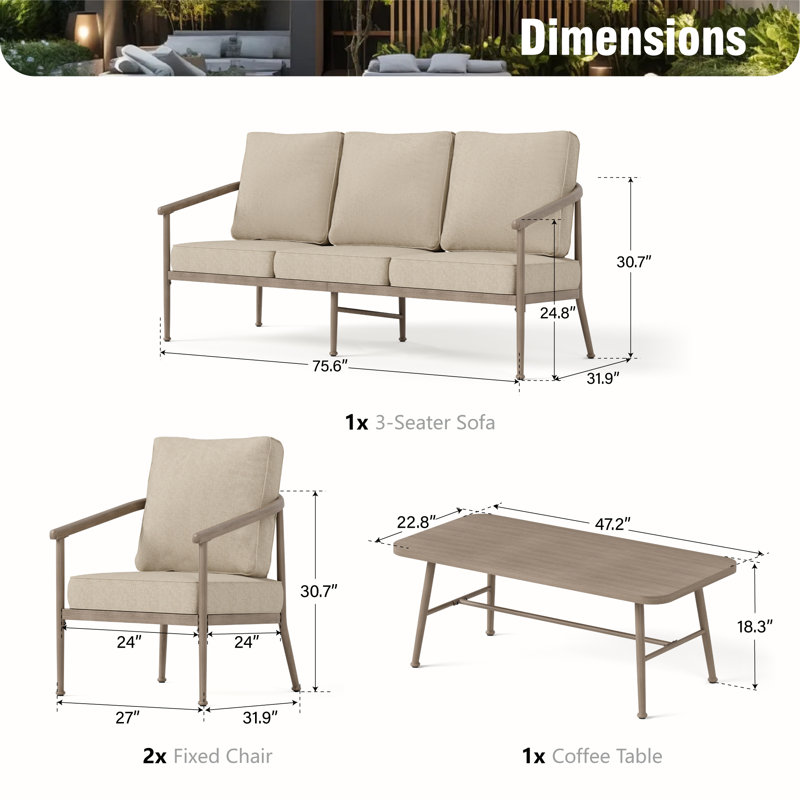 George Oliver Tico 5 - Person Outdoor Seating Group with Cushions | Wayfair